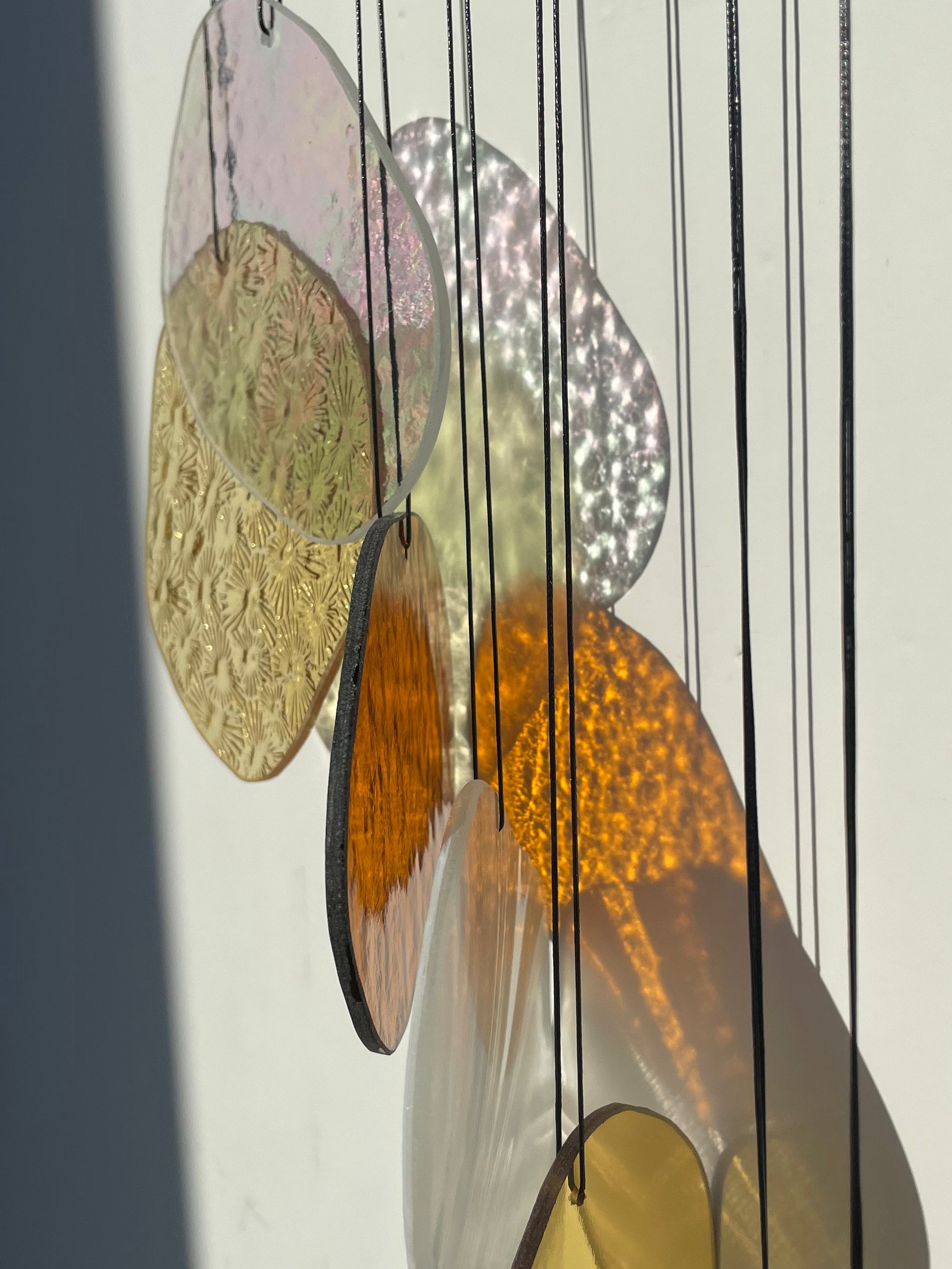 Yellow Orange Organic Shaped Wall Art in Pastel Colours, Glass Mobile ...