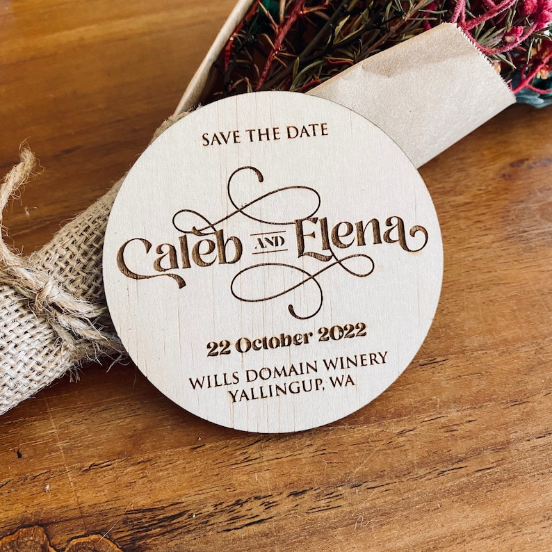 Laser Engraved Wood Save the Date - Etsy Australia