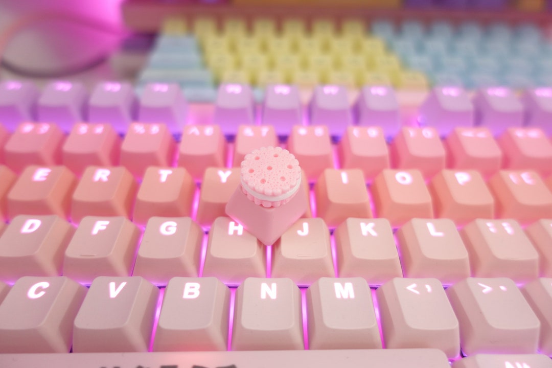 Kawaii Cute Pink Pastel Cookie Artisan Keycap for Mechanical - Etsy
