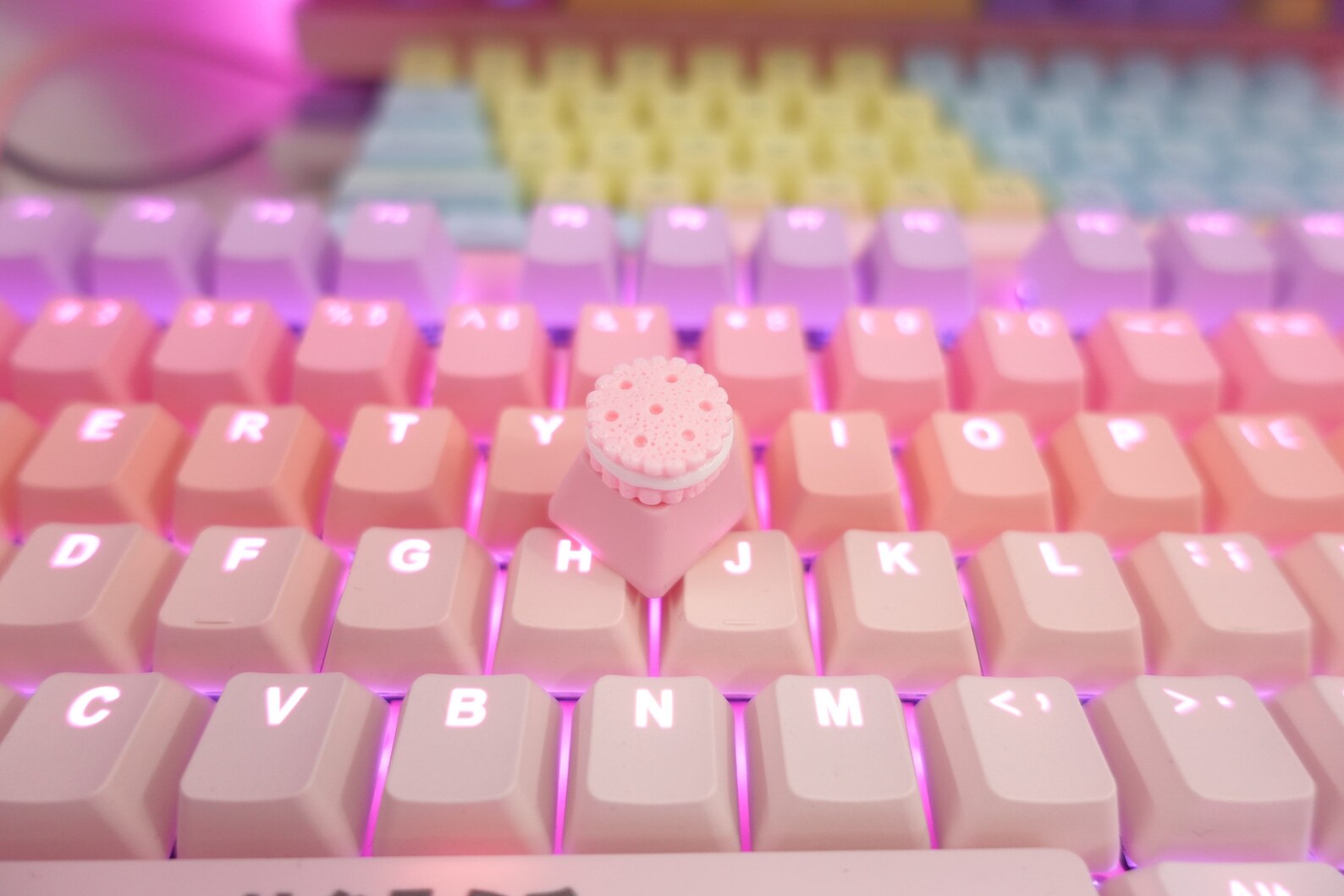 Kawaii Cute Pink Pastel Cookie Artisan Keycap for Mechanical | Etsy