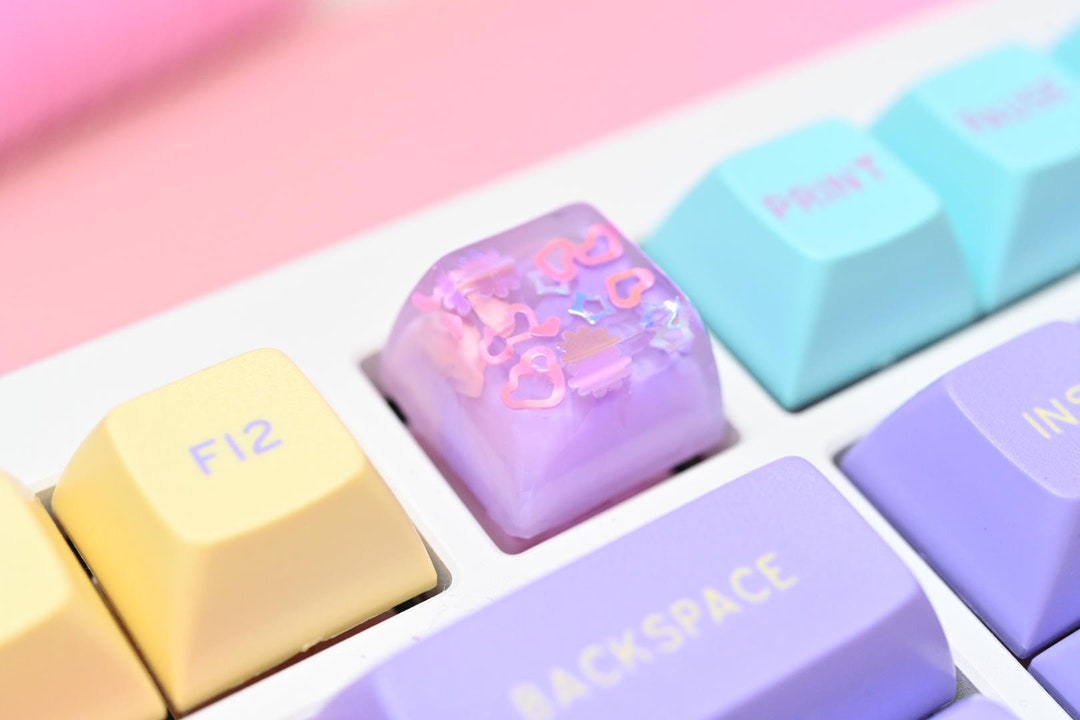 Kawaii Cute Purple Happy Glitter Artisan Keycap for Mechanical ...