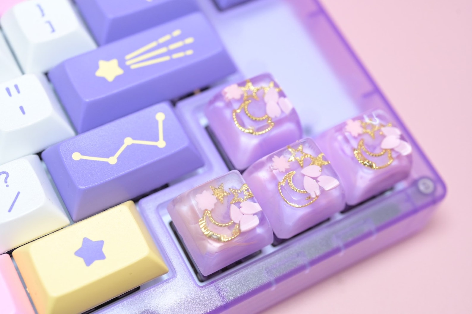 Kawaii Cute Pink/purple Pastel Celestial Sakura Artisan Keycap - Etsy
