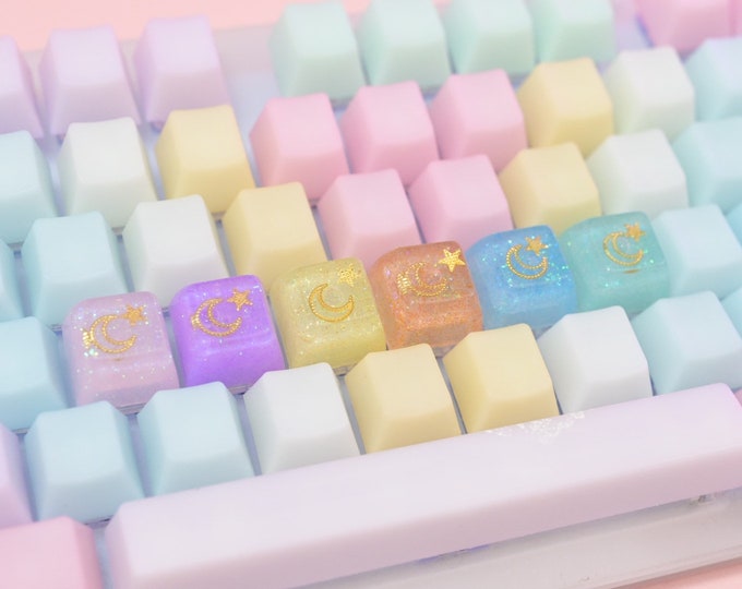 Kawaii Cute Pastel Rainbow Celestial Artisan Keycap for - Etsy
