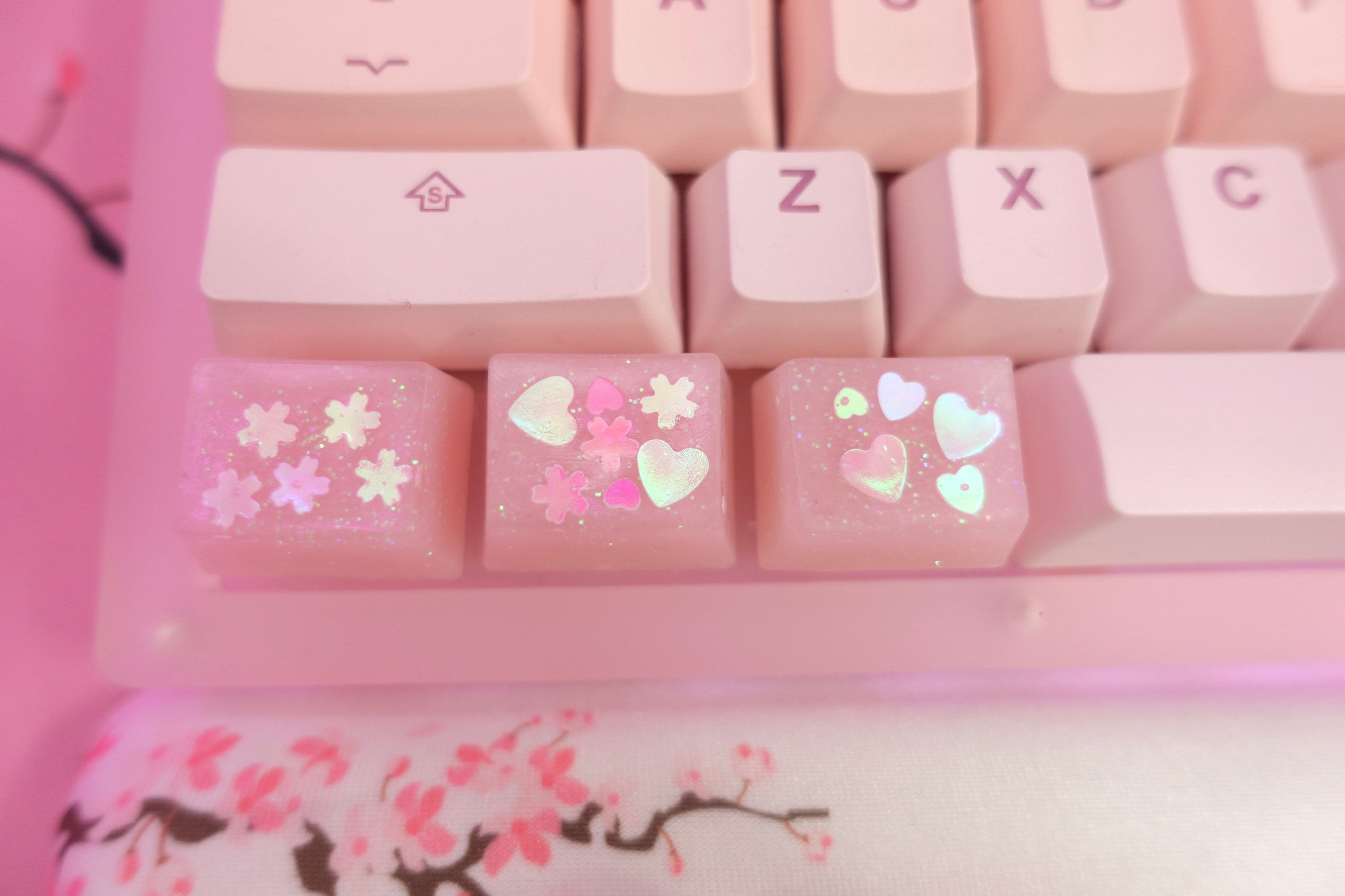 Kawaii Cute Pink Pastel Pink Hearts Artisan Keycaps for - Etsy