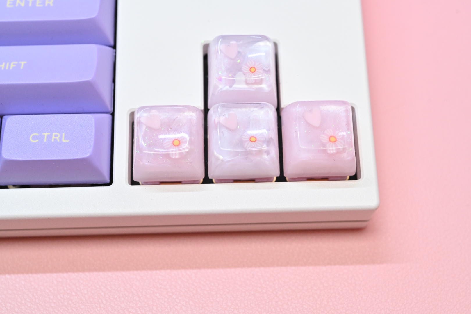 Kawaii Cute Pink Heart Sakura Artisan Keycap for Mechanical - Etsy