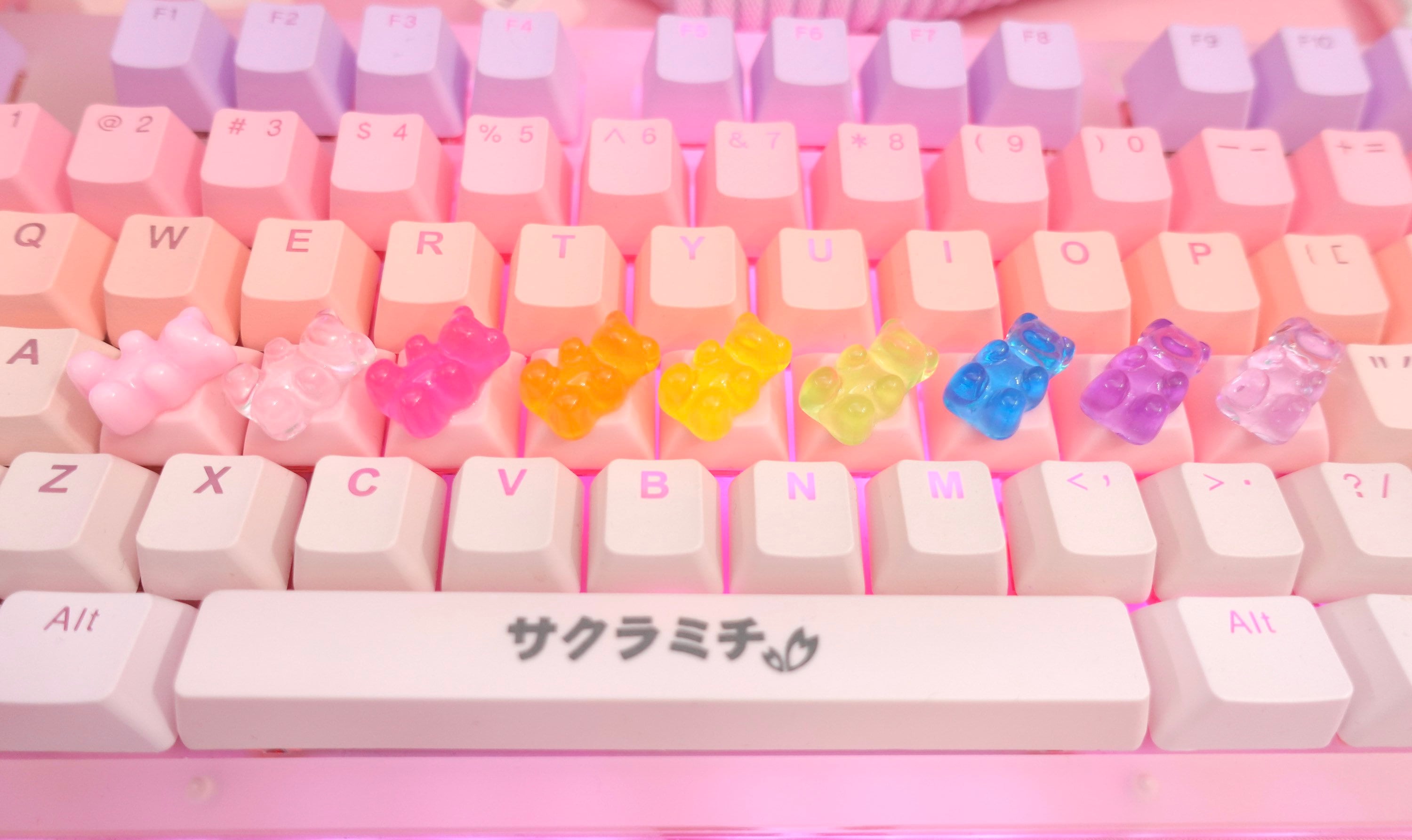 Kawaii Cute Pastel Rainbow Gummy Bears Artisan Keycap for | Etsy