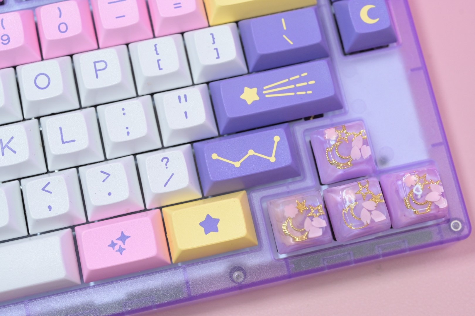 Kawaii Cute Pink/purple Pastel Celestial Sakura Artisan Keycap - Etsy