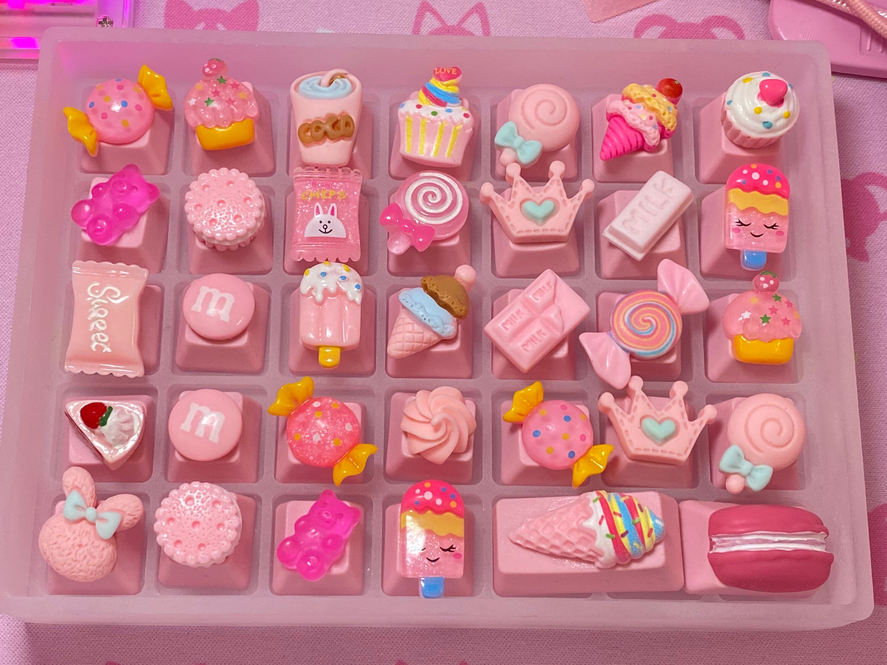 Kawaii Cute Pink Pastel Cookie Artisan Keycap for Mechanical - Etsy