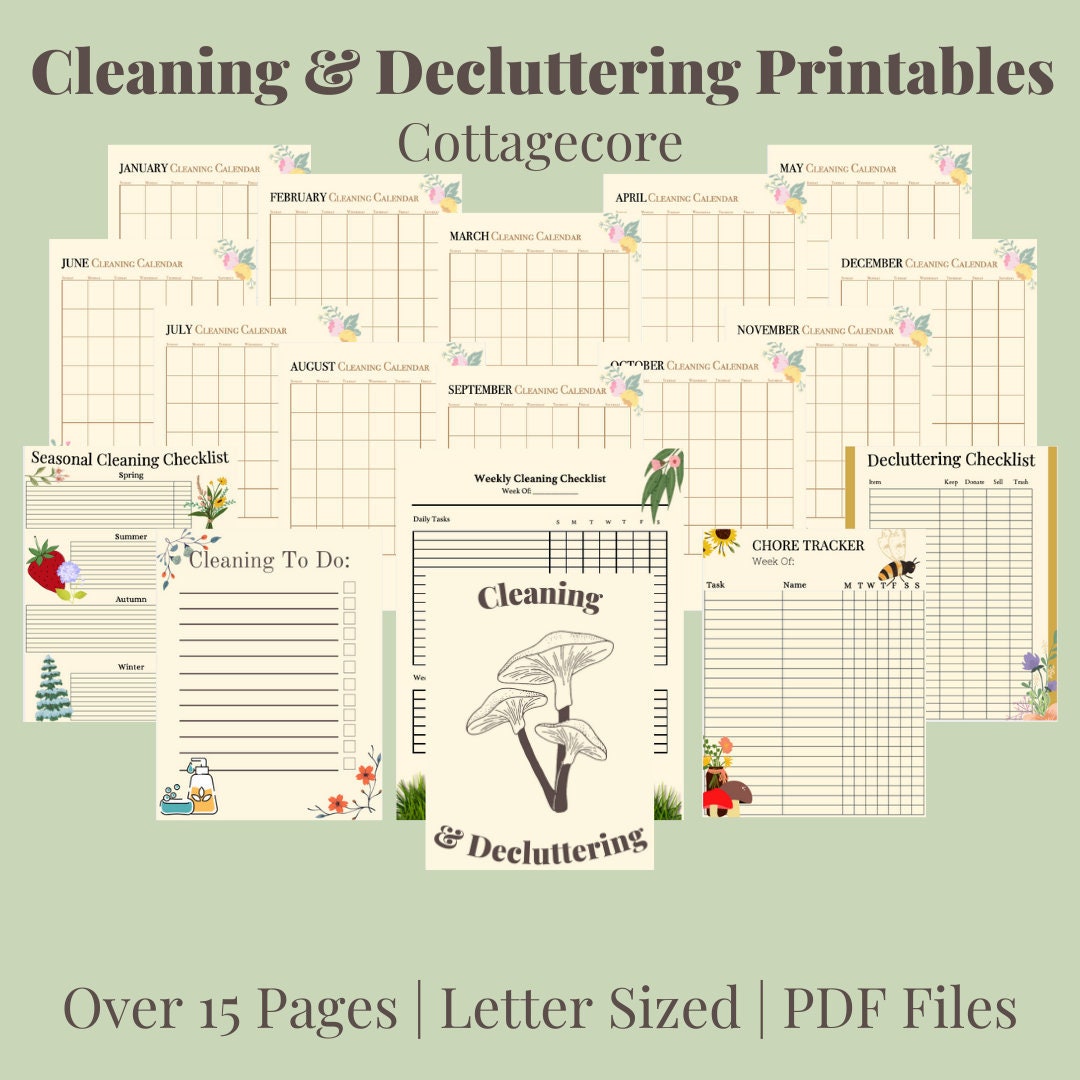 Cottagecore Cleaning Printables, 2023 Home Management Planner ...