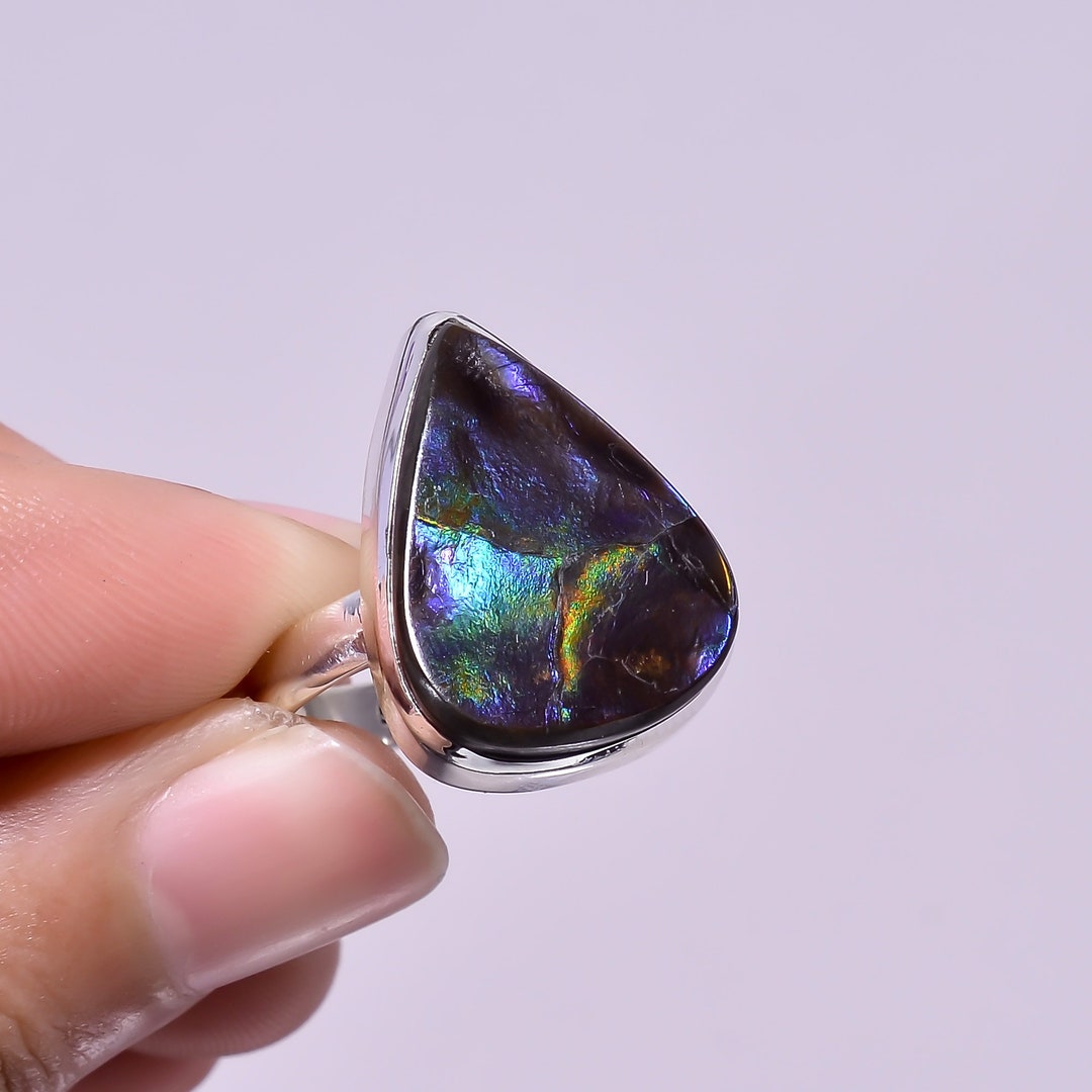 Natural Stone Ring Healing Crystal Rough Stone in Silver Jewelry Boho ...