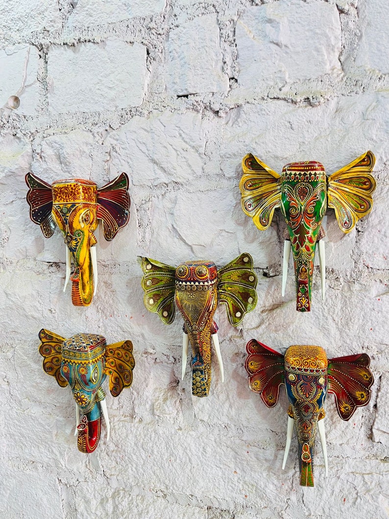 Indian Elephant Head Wall Mount, Boho Wall Hanging, Elephant Metal Wall ...