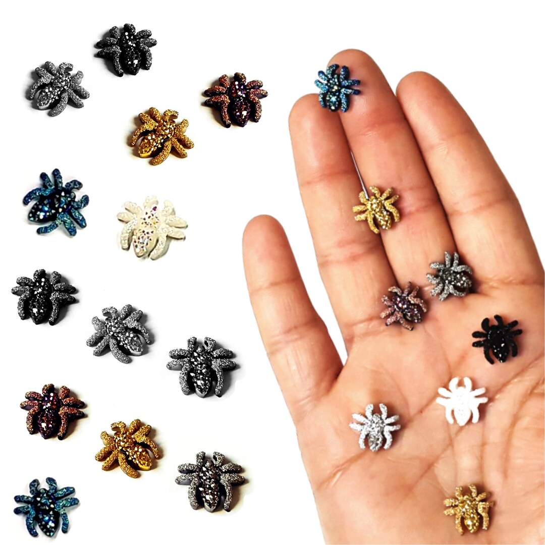 Miniature Plastic Spiders, Flatback Spider Cabochons, Halloween Resin ...