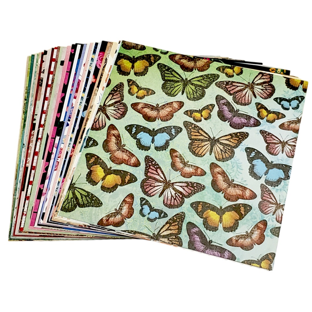 Butterflies Scrapbook Paper Sheets Mixed Butterfly Printed Pattern ...