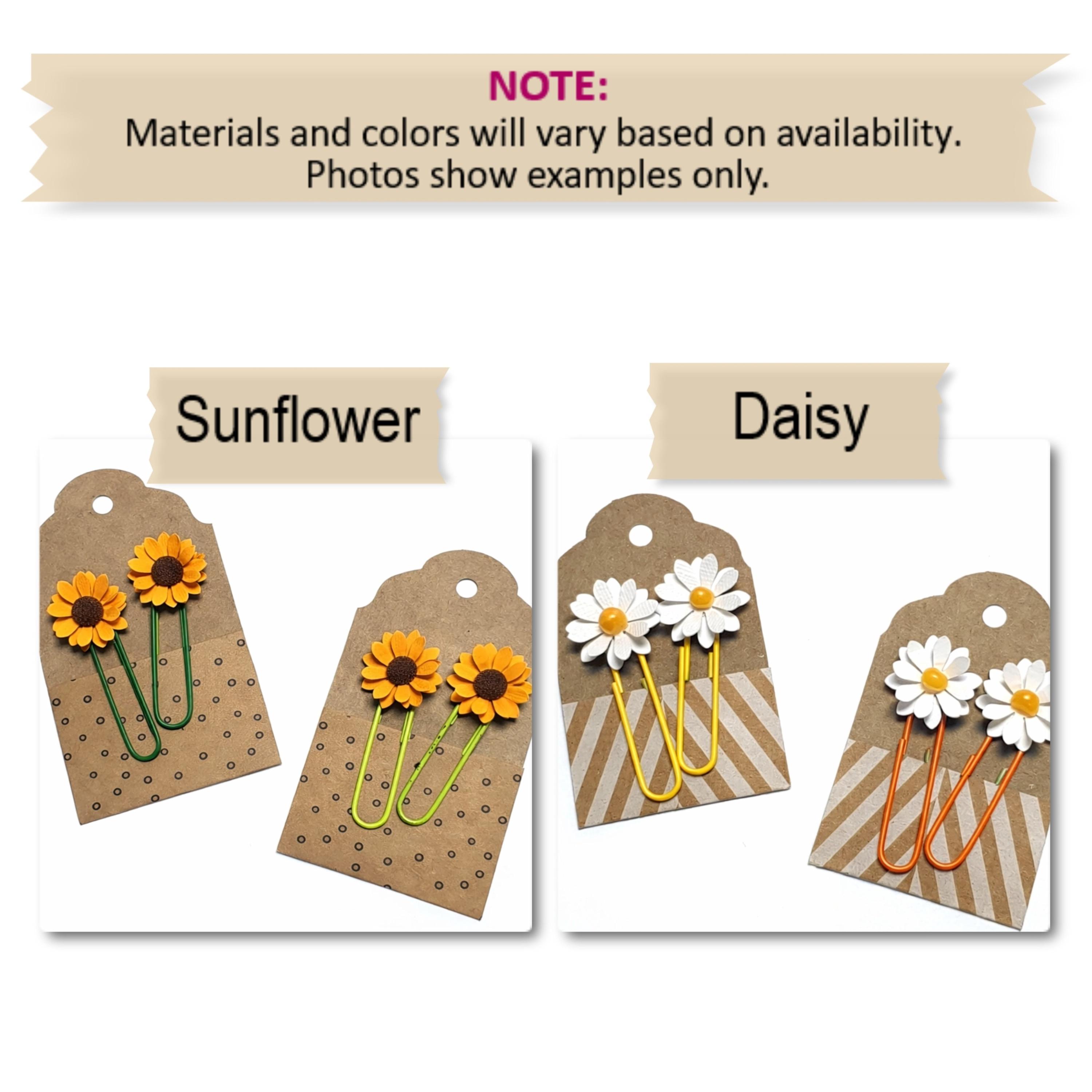 Sunflower Bookmark Altered Paperclip, Sunflower Page Divider Handmade ...