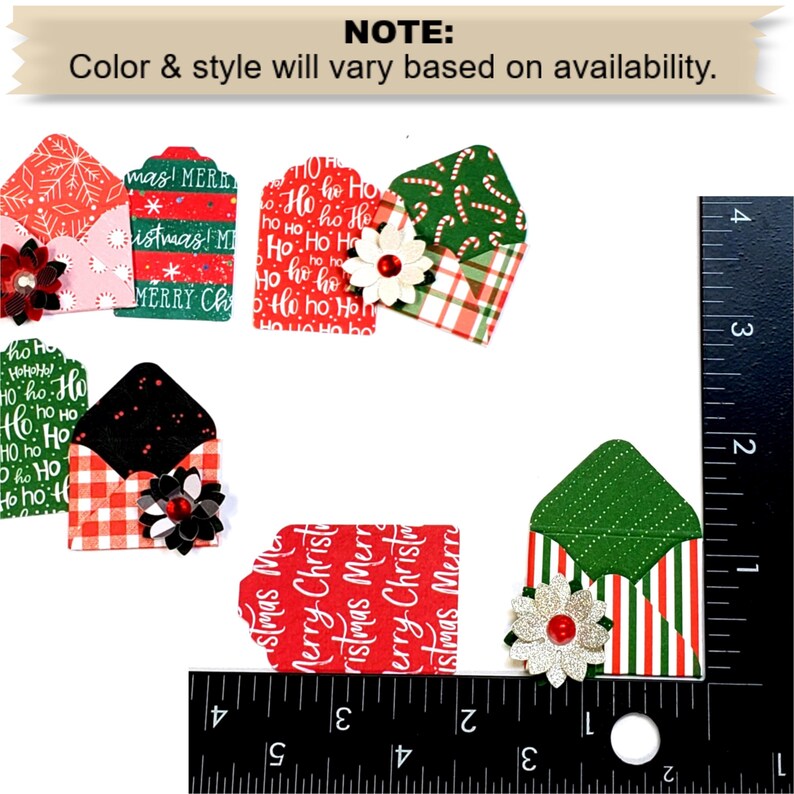 Mini Christmas Envelopes – Paper Embellishments for Holiday Cards, Tags ...