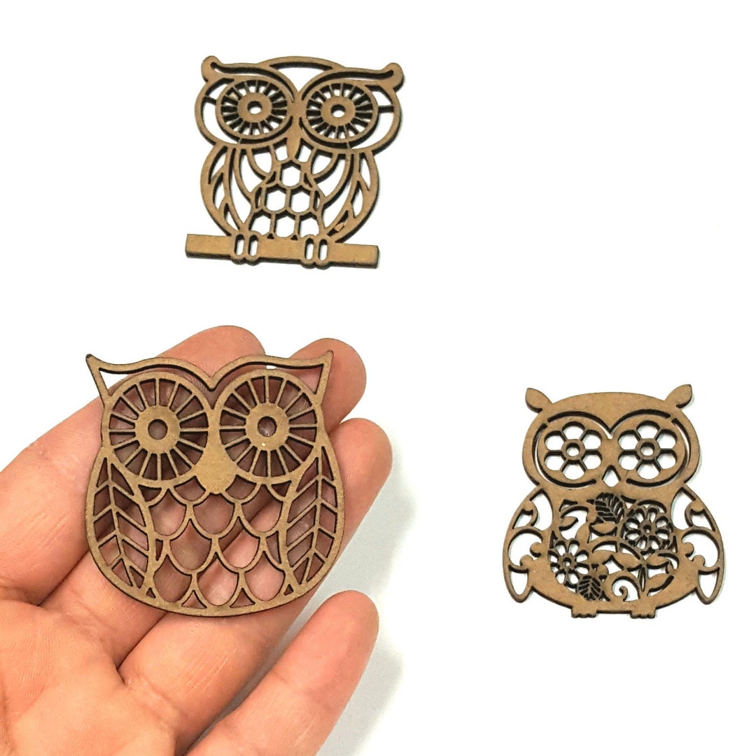 Chipboard Owl Die Cuts, Laser Cut Owlet, Dimensional Owl Cutout, Barn ...
