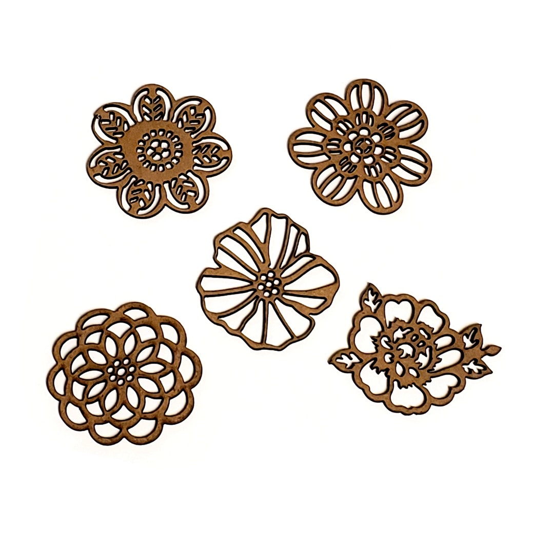 Laser Cut Flowers, Dimensional Flower Die Cuts, Floral Chipboard Shapes ...