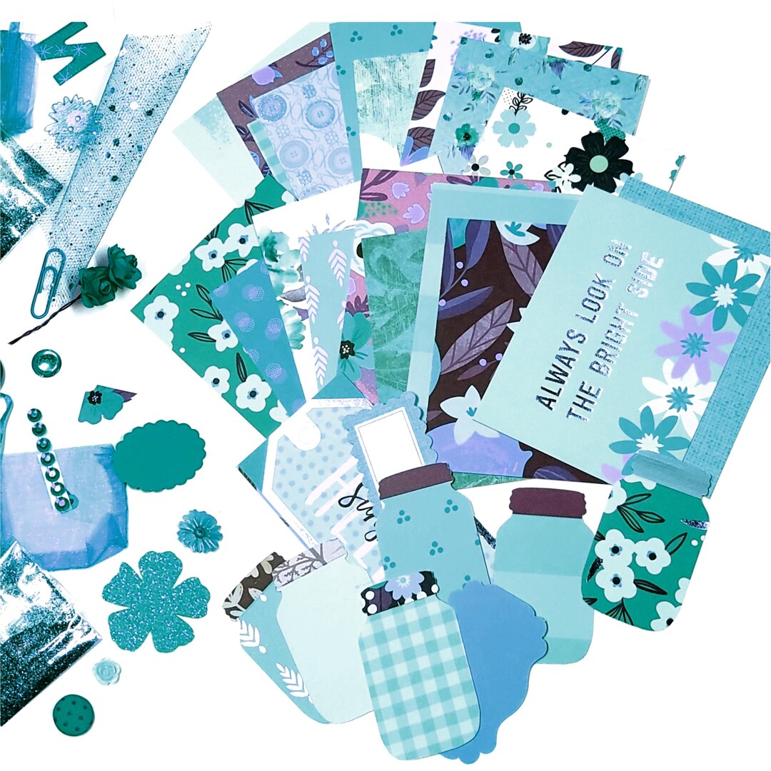 Blue Junk Journal Ephemera Kit Scrapbook Ephemera Grab Bag, Blue Paper ...