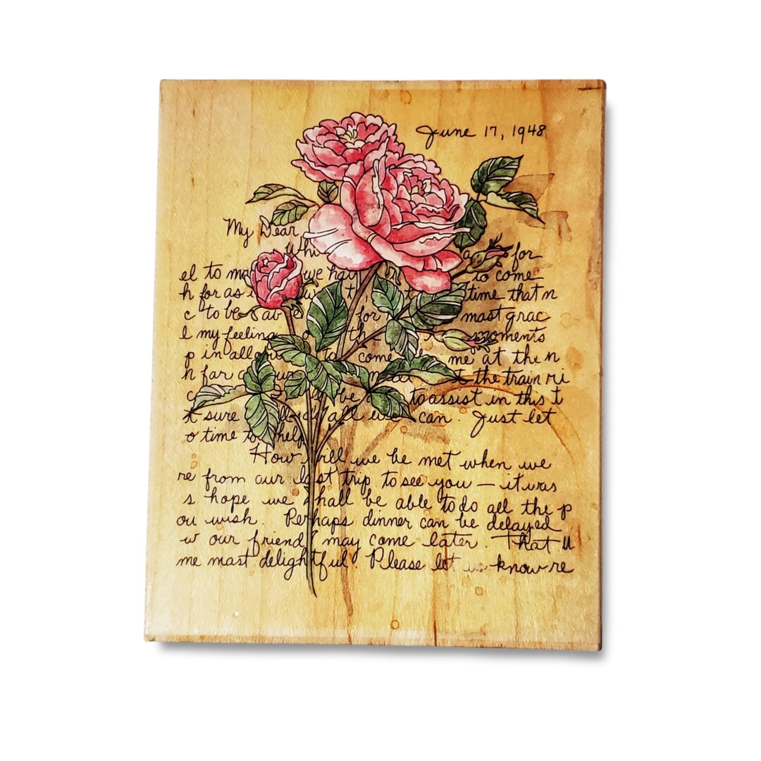Pre-owned Stamps Happen Roses Letter Wood Stamp 80192 - 3.75" X 4.5 ...