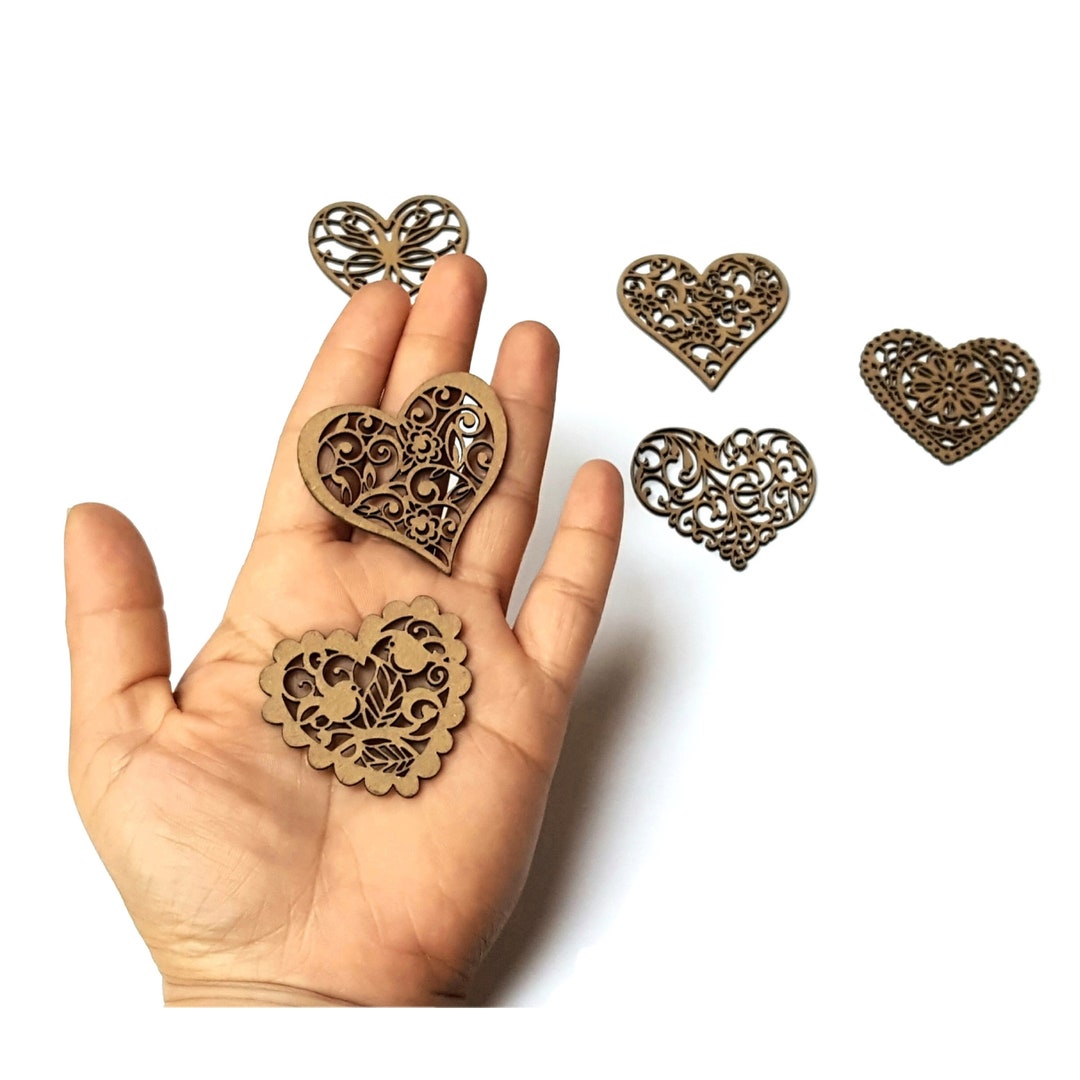 Laser Cut Heart Shaped Die Cuts, Dimensional Heart Chipboard Cutouts ...