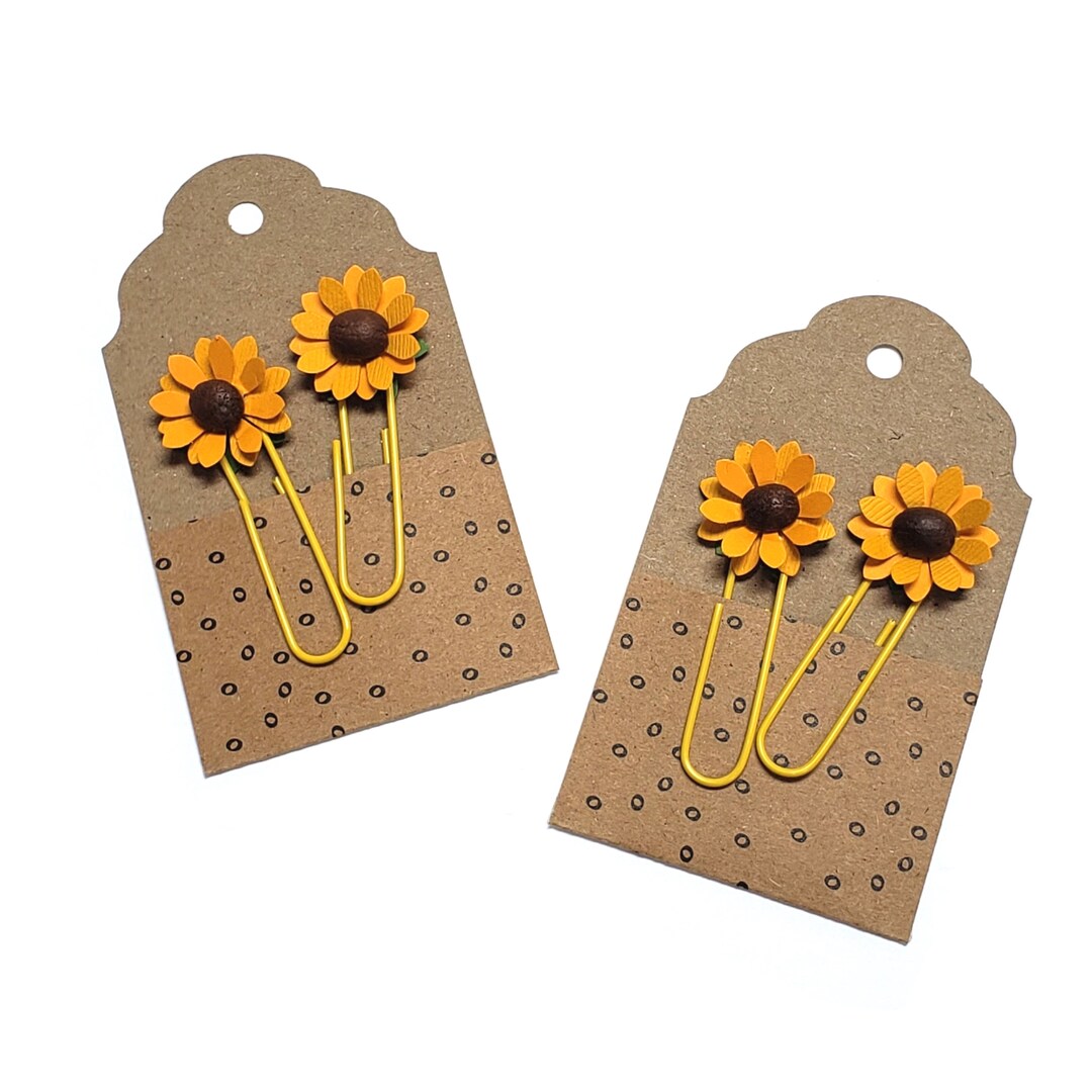 Sunflower Bookmark Altered Paperclip, Sunflower Page Divider Handmade ...
