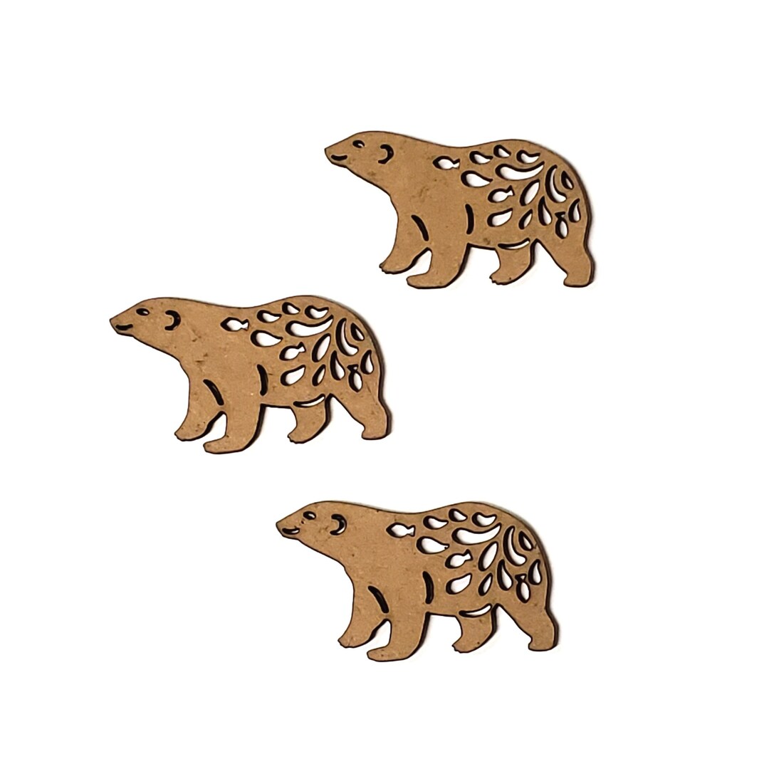 Laser Cut Polar Bear Die Cuts, Brown Bear Chipboard Shapes, Kraft Polar ...