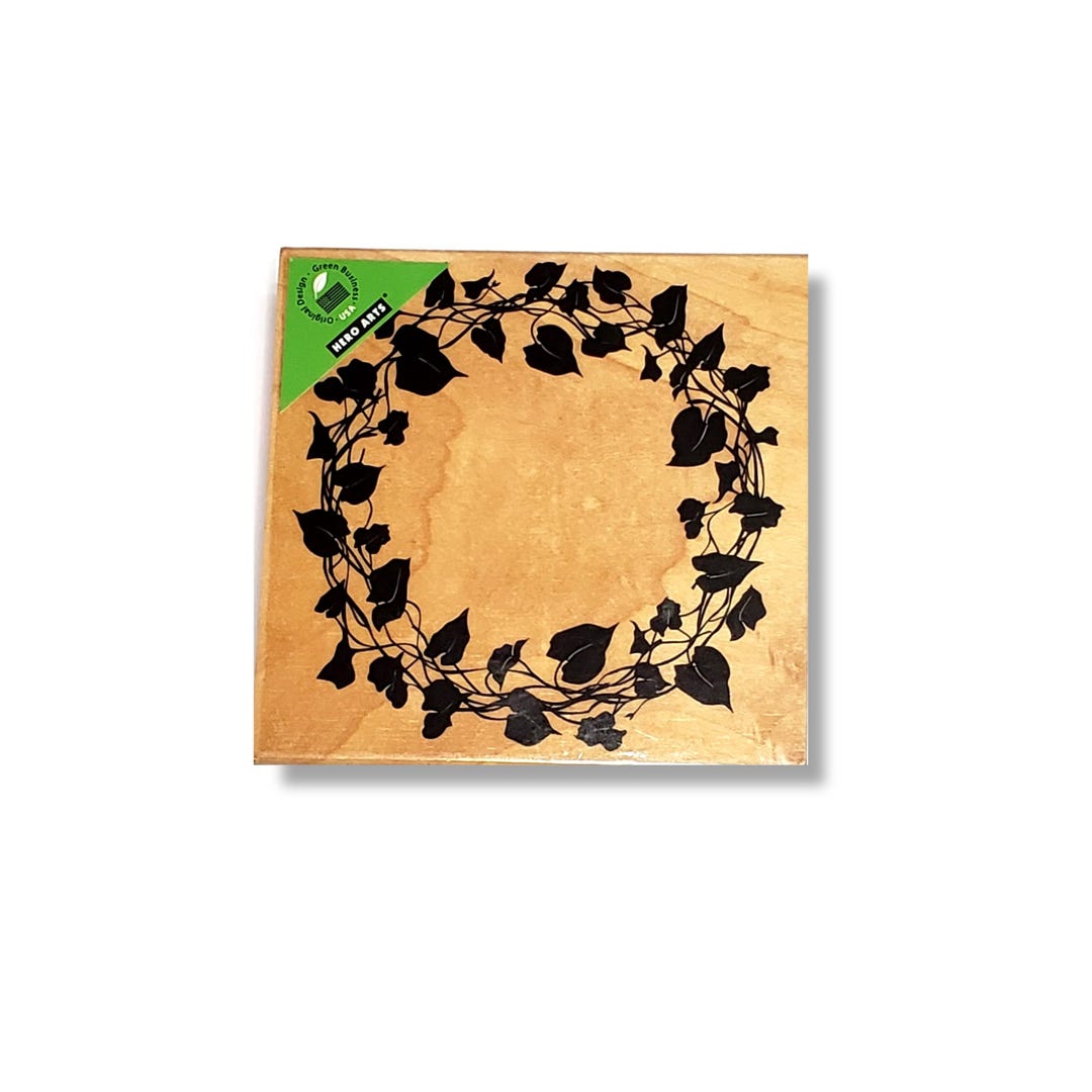 Hero Arts Ivy Wreath Wood Stamp S5490 – 3.75 Inch Decorative Leaves ...