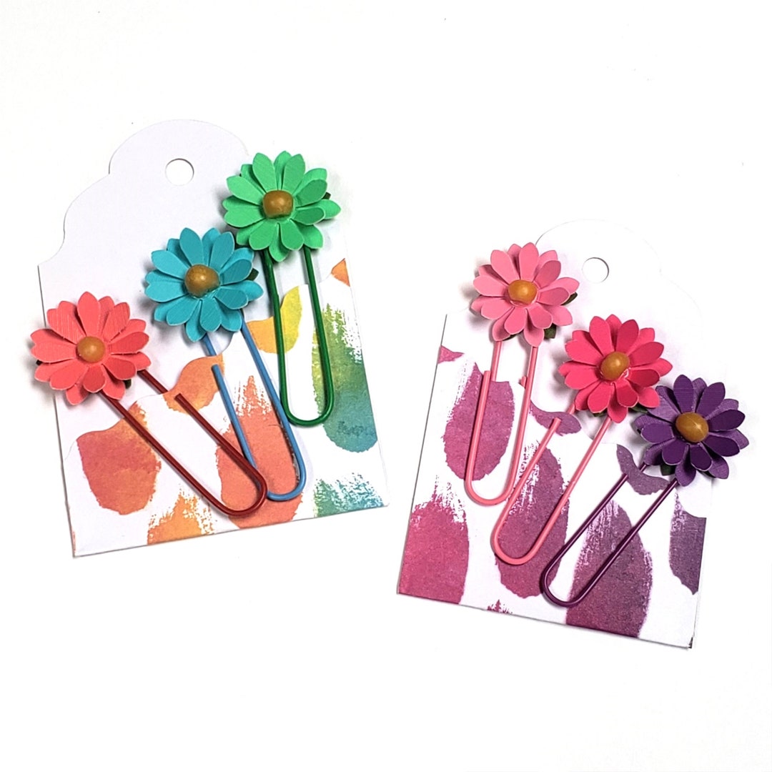Colorful Flower Paper Clips, Handmade Bookmark, Planner Page Divider ...