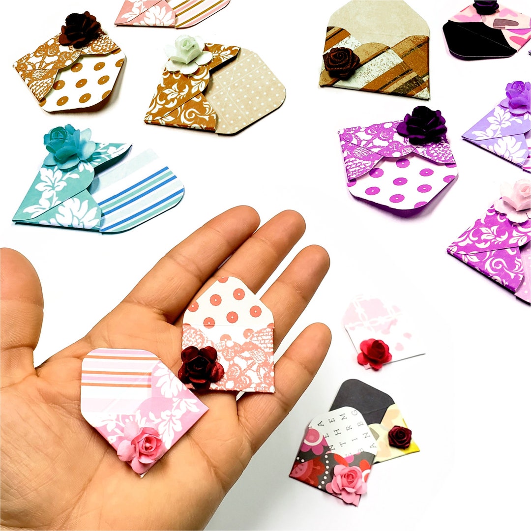 Mini Rose Envelopes, Handmade Floral Envelopes, Miniature Stationery ...