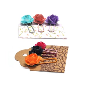 Rose Vintage Style Altered Paper Clips, Handmade Paperclips, Mini ...
