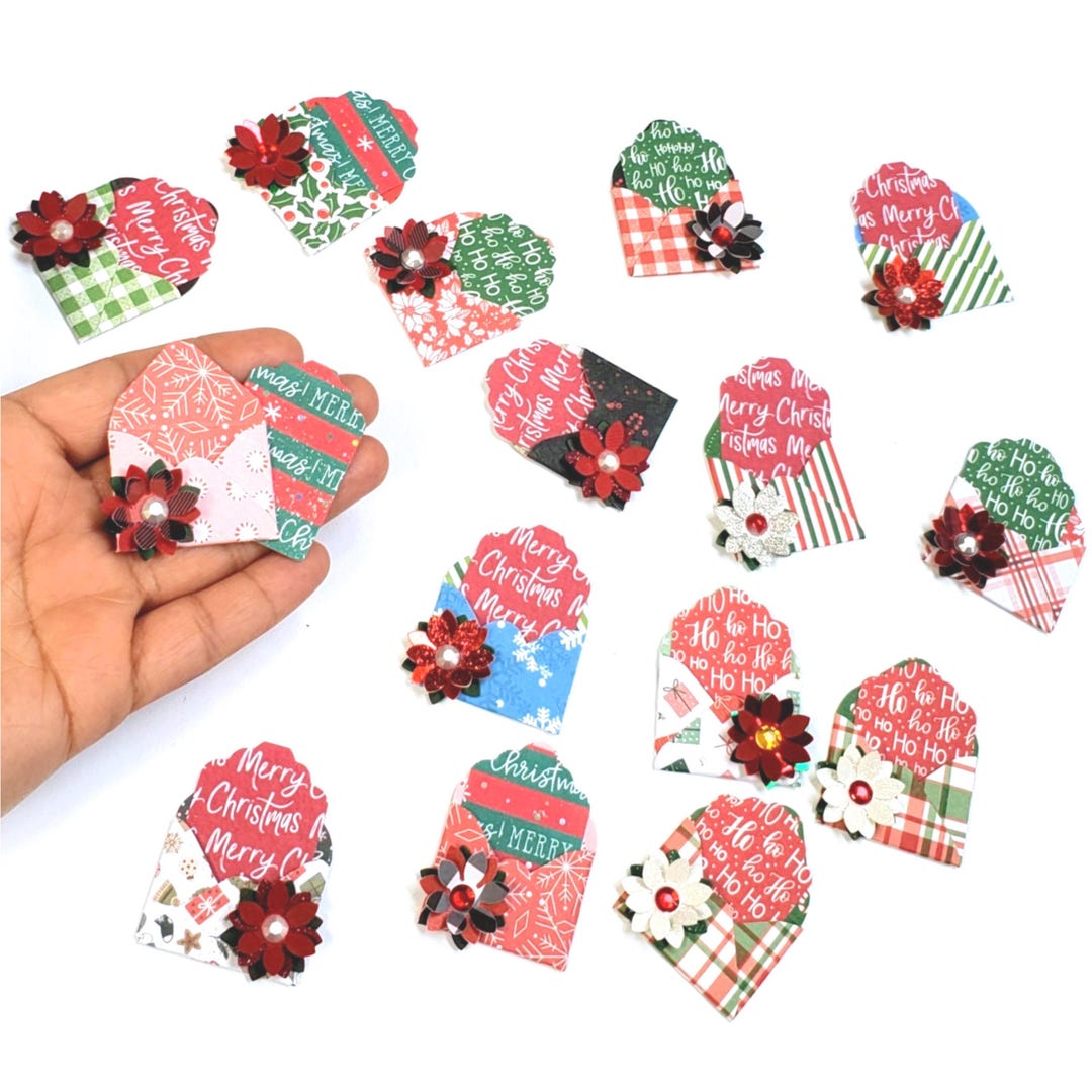 Mini Christmas Envelopes – Paper Embellishments for Holiday Cards, Tags ...