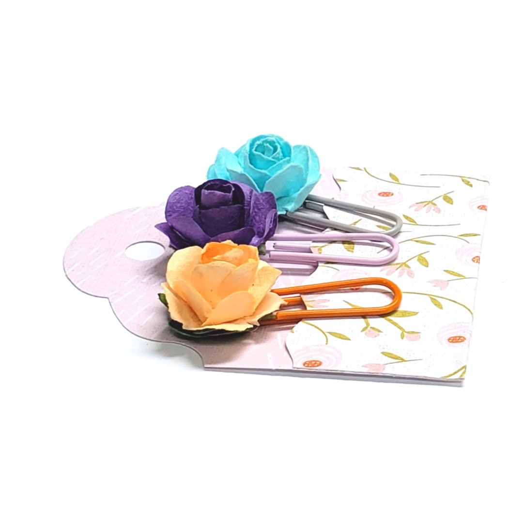 Mini Roses Paperclips Handmade Flower Bookmark Mini Page - Etsy