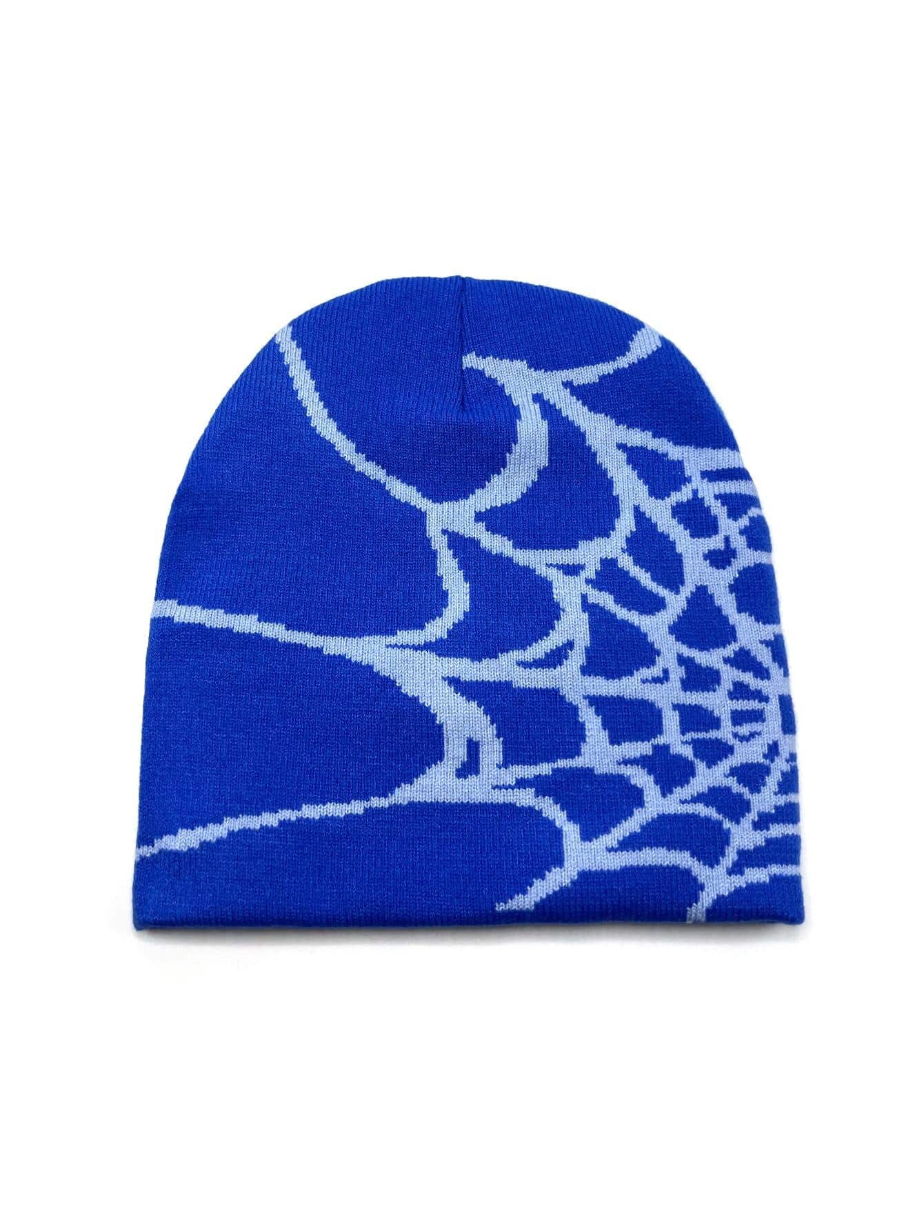 Spider Web Jacquard Beanie Blue, Light Blue - Etsy