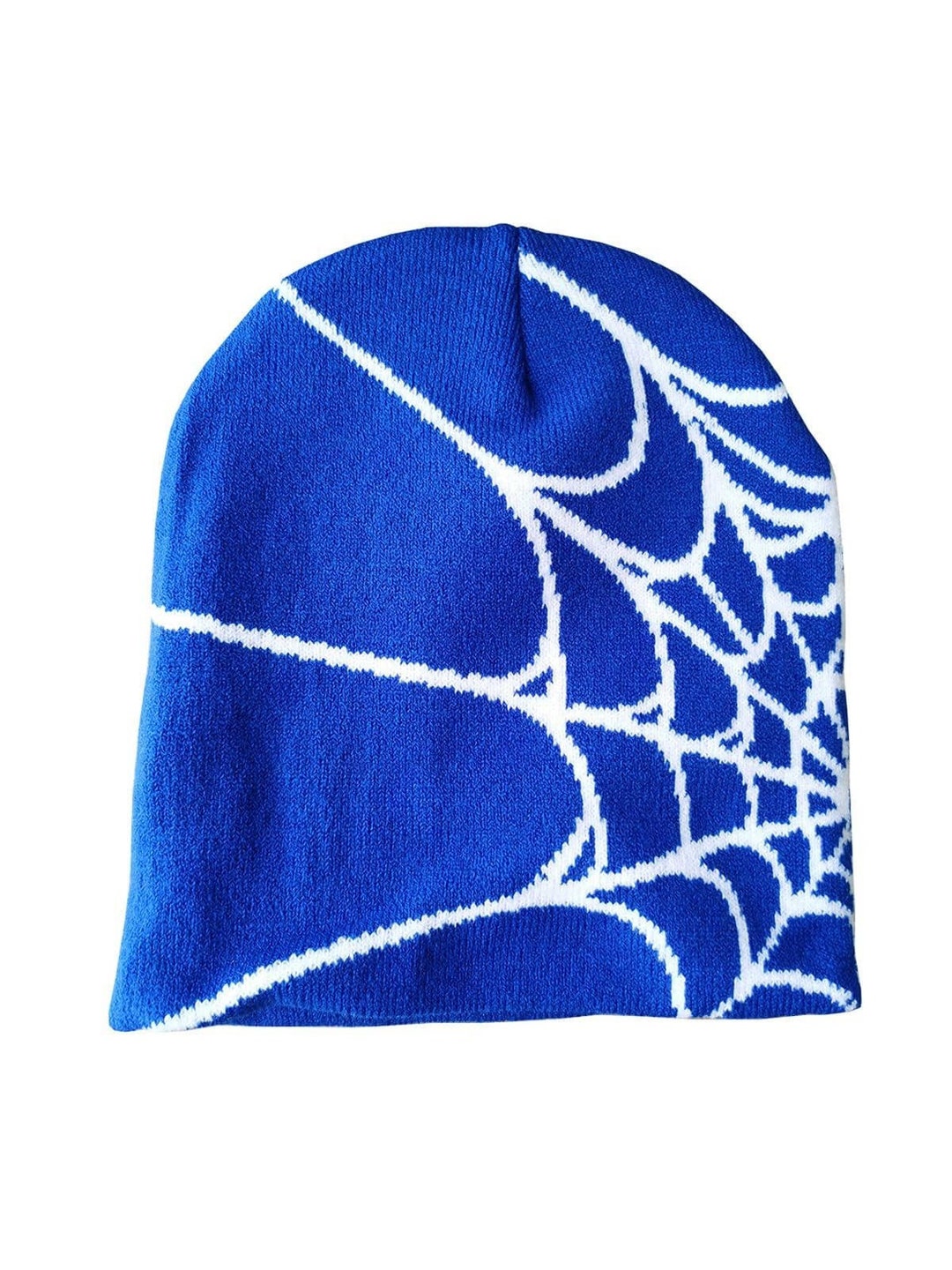 Spider Web Jacquard Beanie Blue, White - Etsy