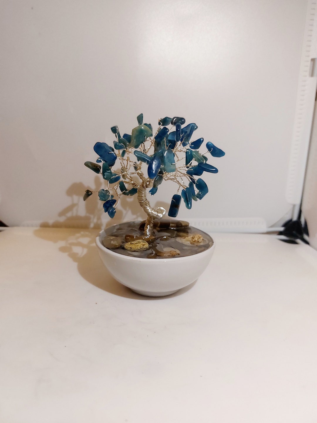 Apatite Wire Gemstone Tree Handmade Crystal Tree Sculpture Bonsai Wire ...