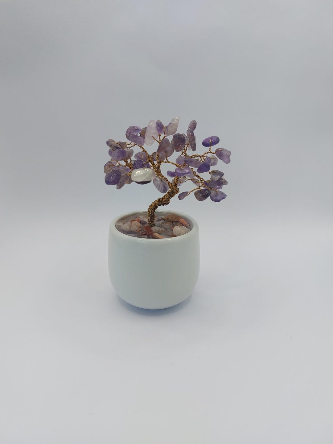 Amethyst Wire Gemstone Tree | Handmade Crystal Tree Sculpture | Bonsai ...