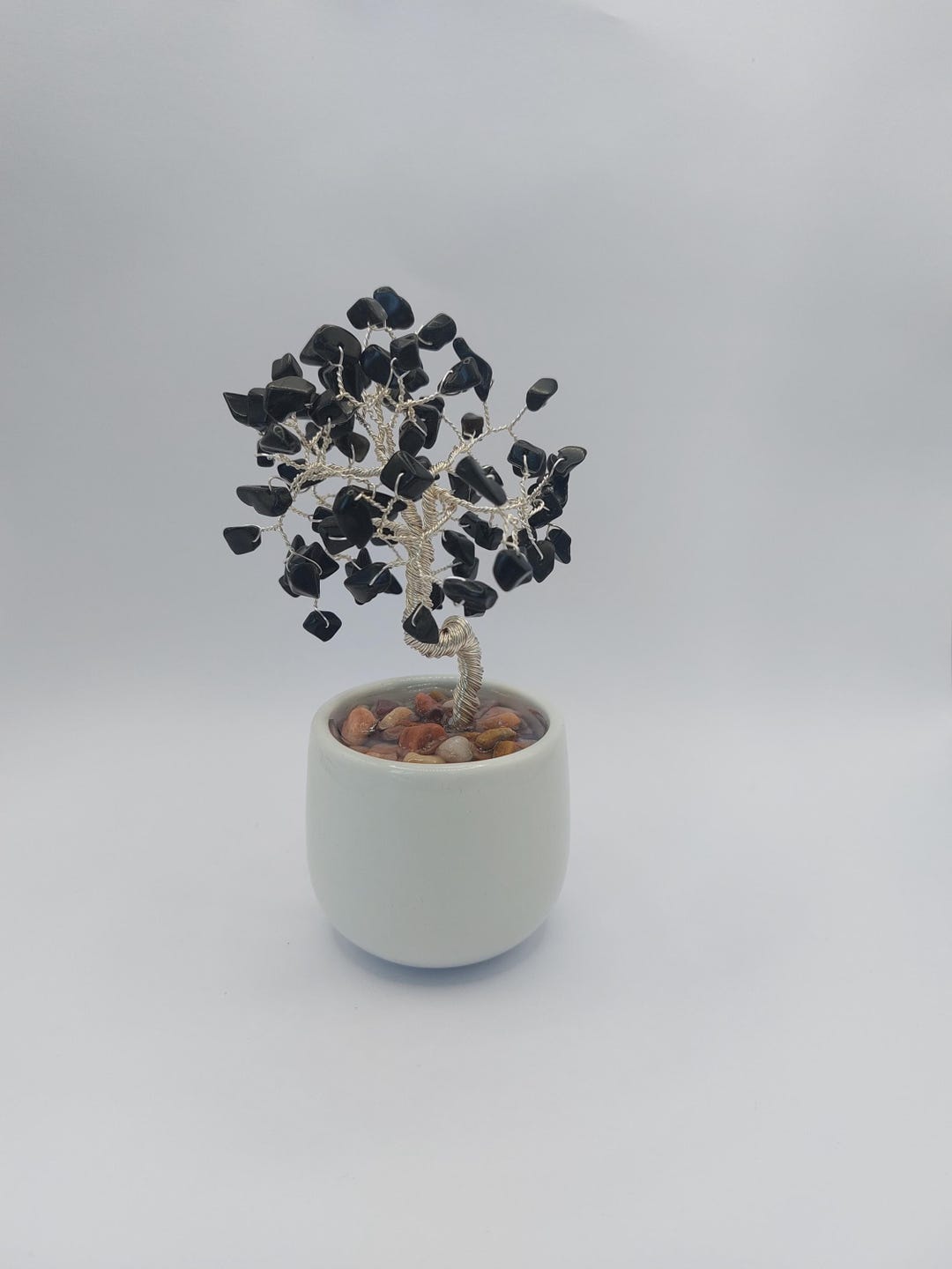 Onyx Wire Gemstone Tree | Handmade Crystal Tree Sculpture | Bonsai Wire ...