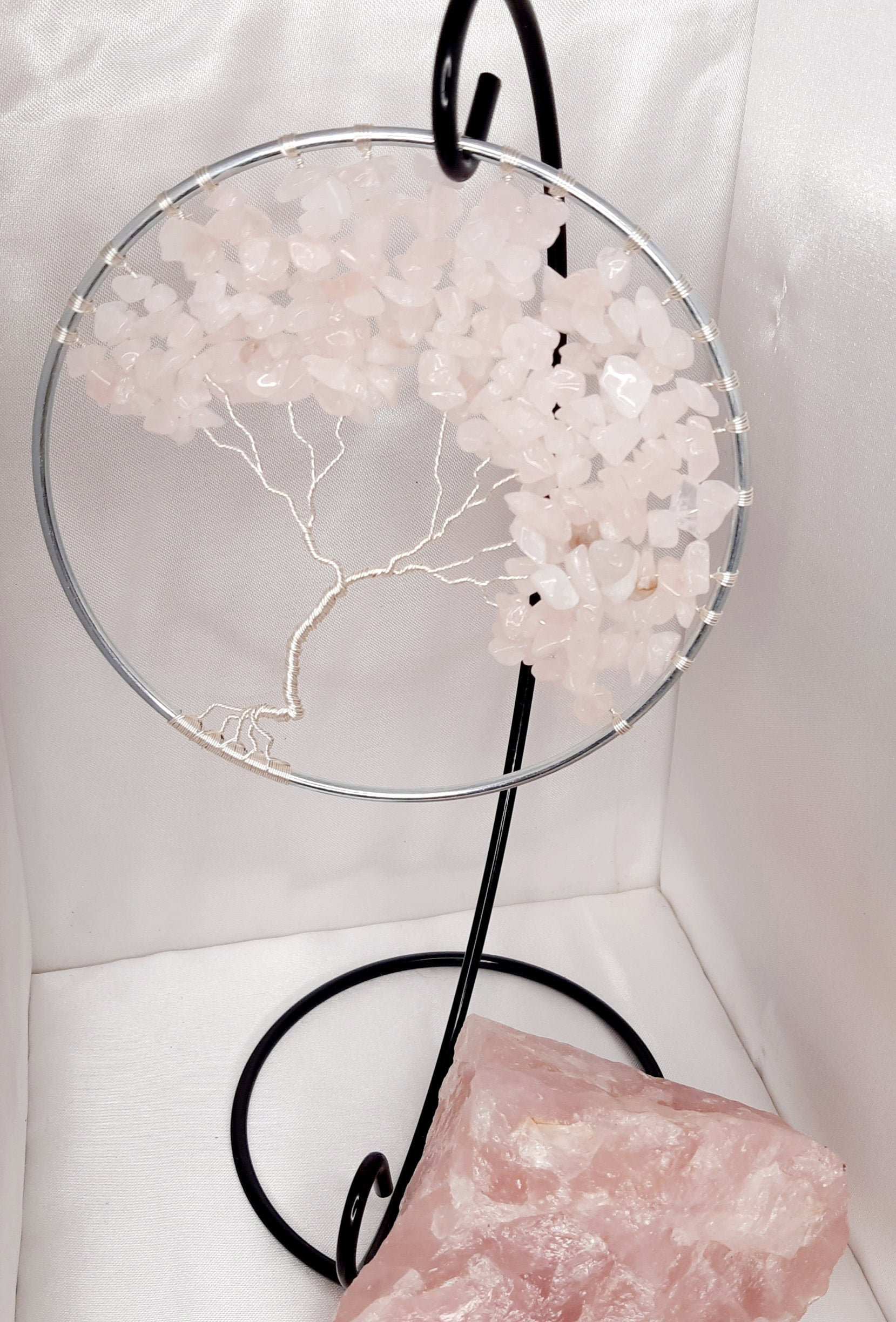 Rosenquarz Edelstein Baum Hoop Handgefertigter Kristall Baum - Etsy.de