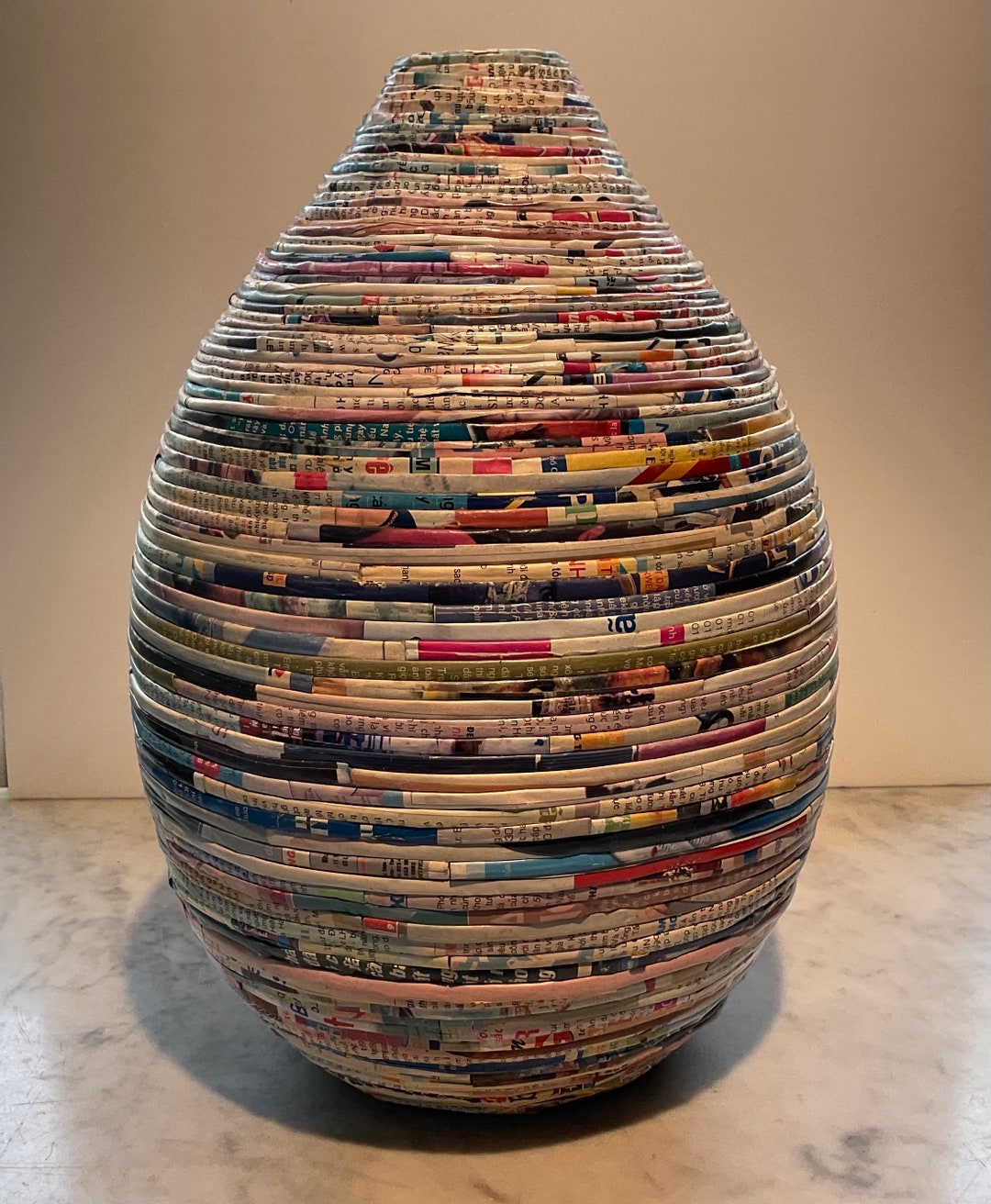 Folk Art Large Vietnamese Rolled Paper Vase. - Etsy