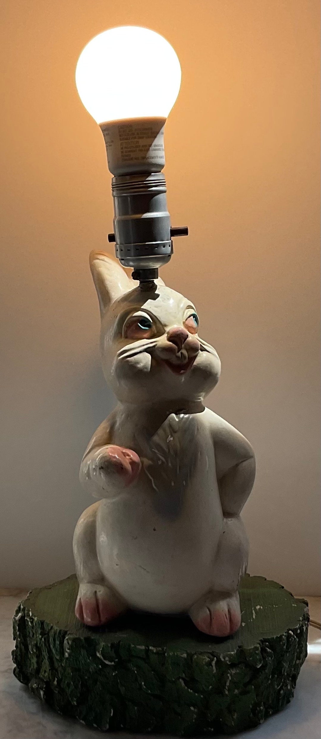 Vintage 1950’s Plaster Rabbit Children’s Table / Dresser Lamp. - Etsy