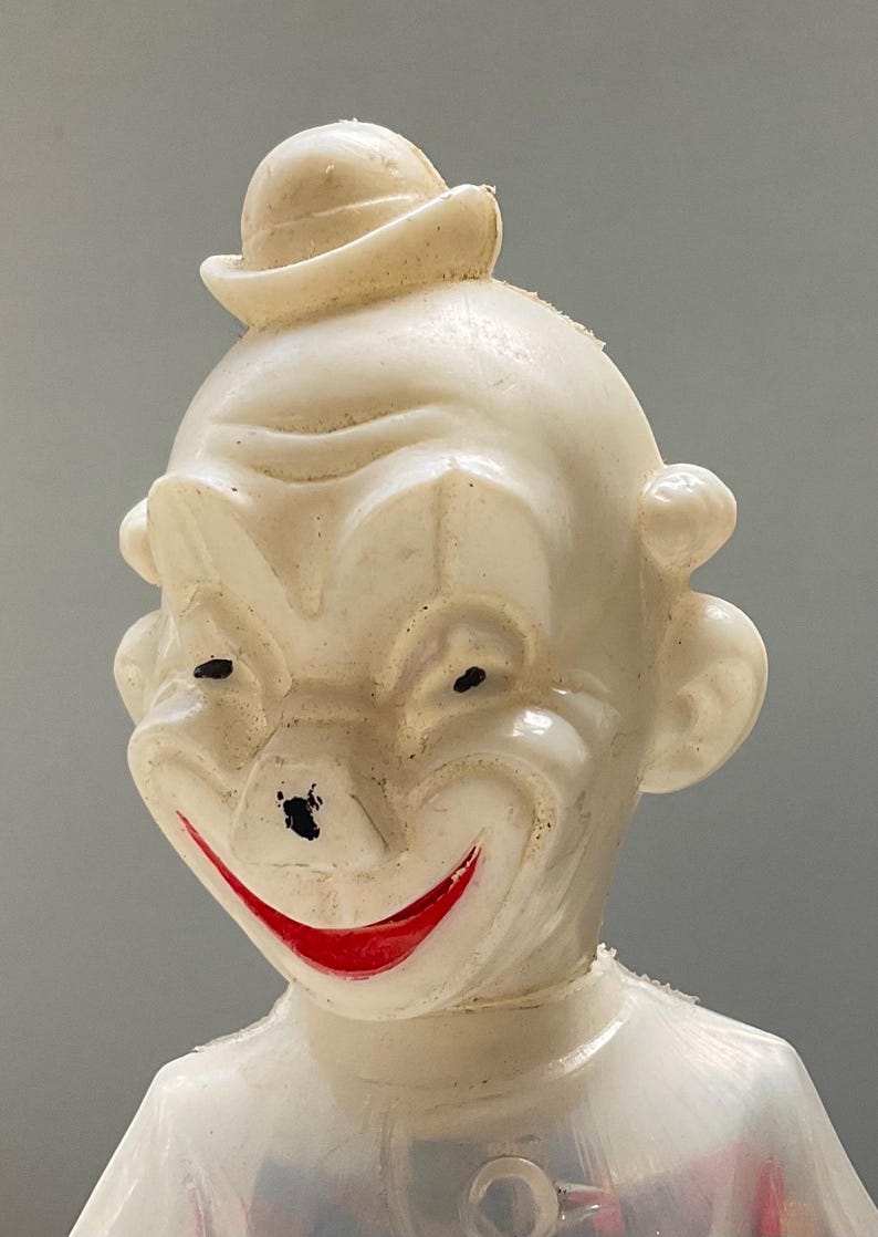 Vintage West Germany Soft Plastic Clown ~E. ROSEN Candy Container - 8 ...