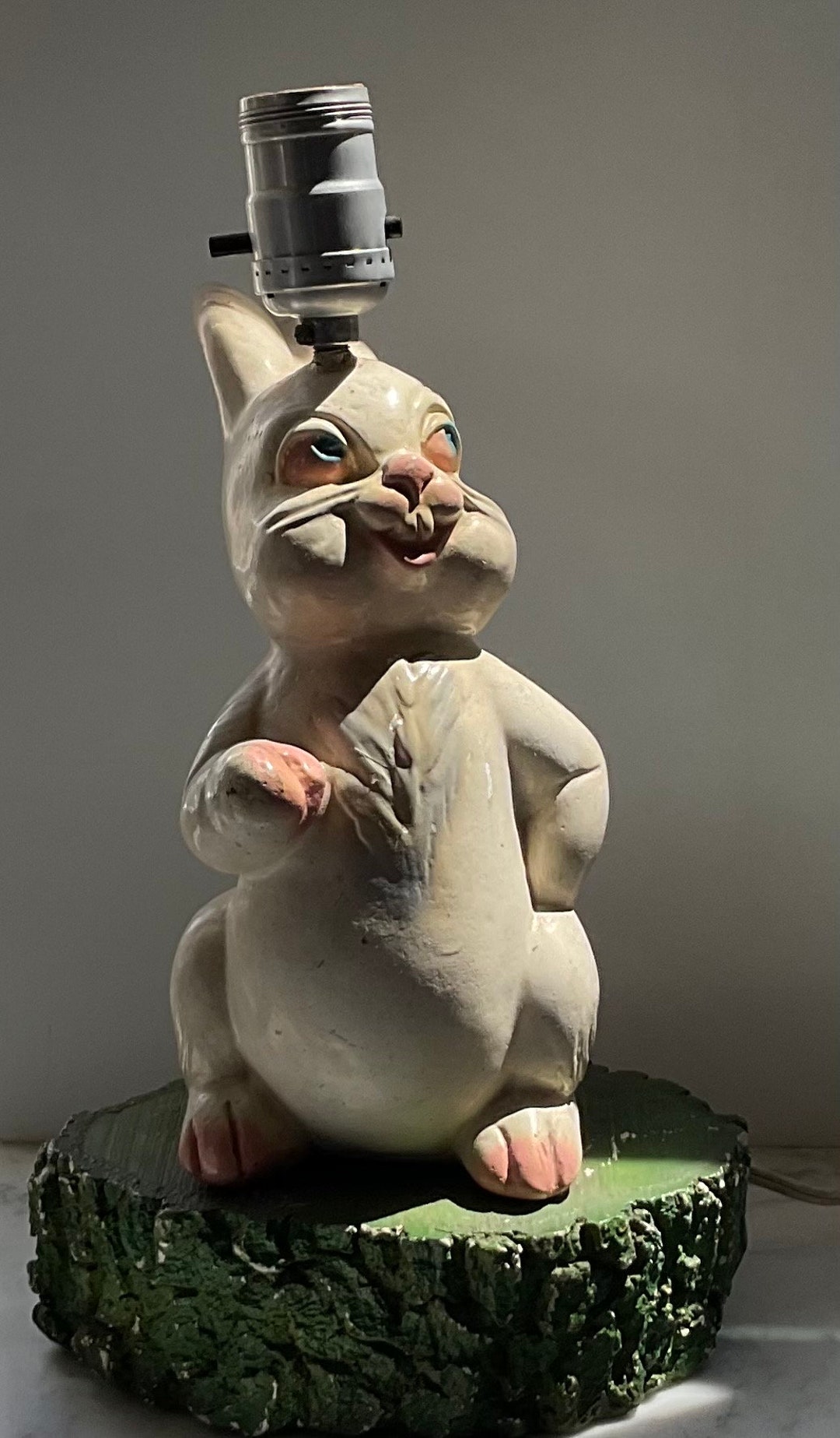 Vintage 1950s Plaster Rabbit Childrens Table / Dresser Lamp. - Etsy