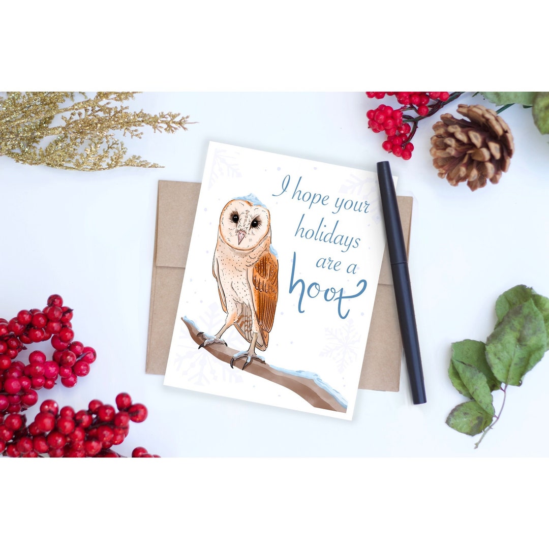 Owl Christmas Card, Animal Pun Christmas Card, Funny Christmas Card ...