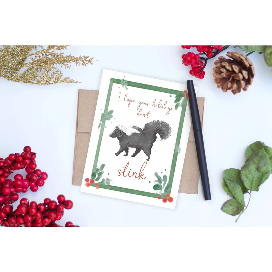 Skunk Christmas Card Pun Christmas Card Animal Christmas - Etsy