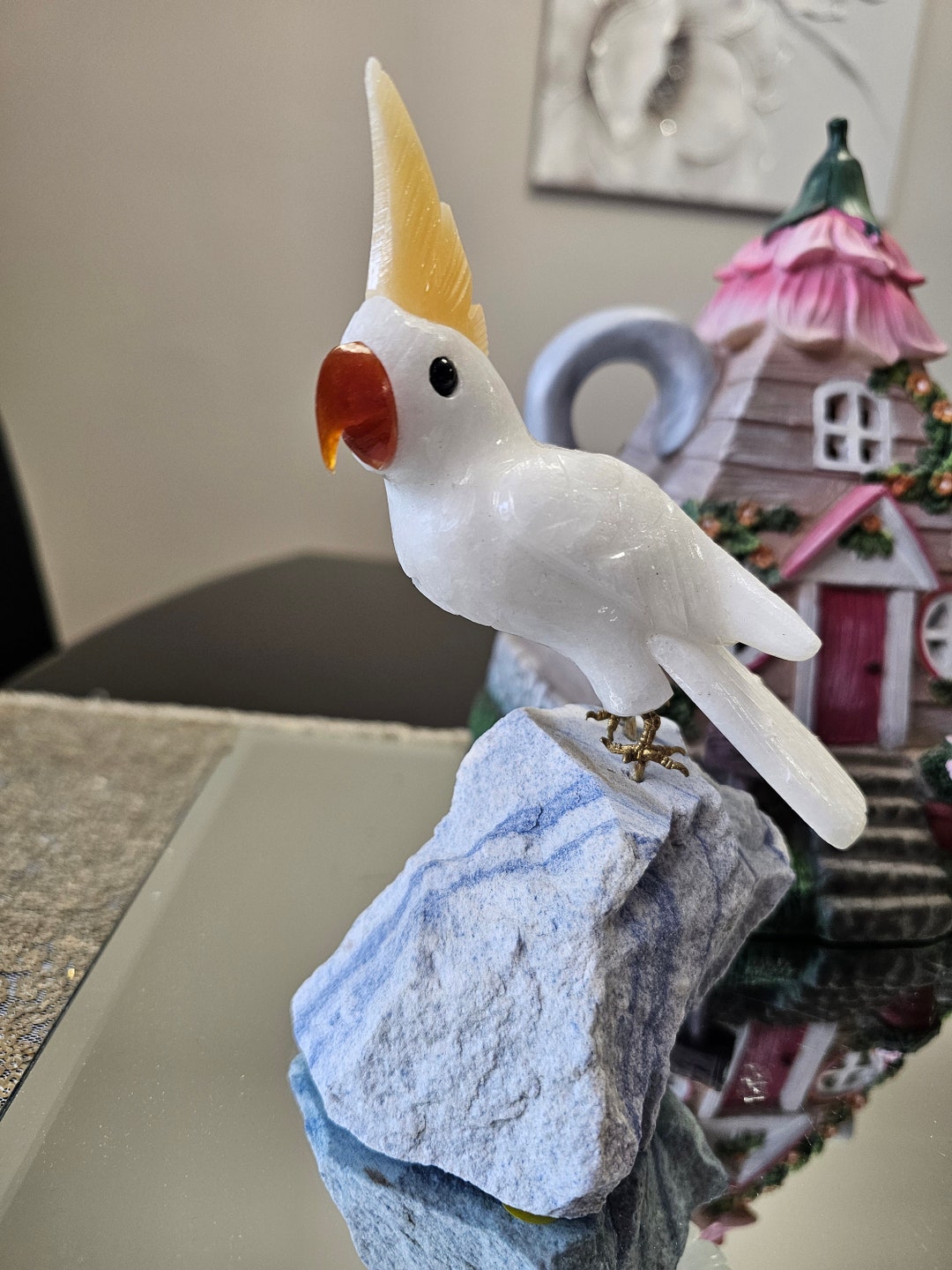 Hand Crafted Brazilian Cockatoo Perched on a Raw Blue Calcite - Etsy