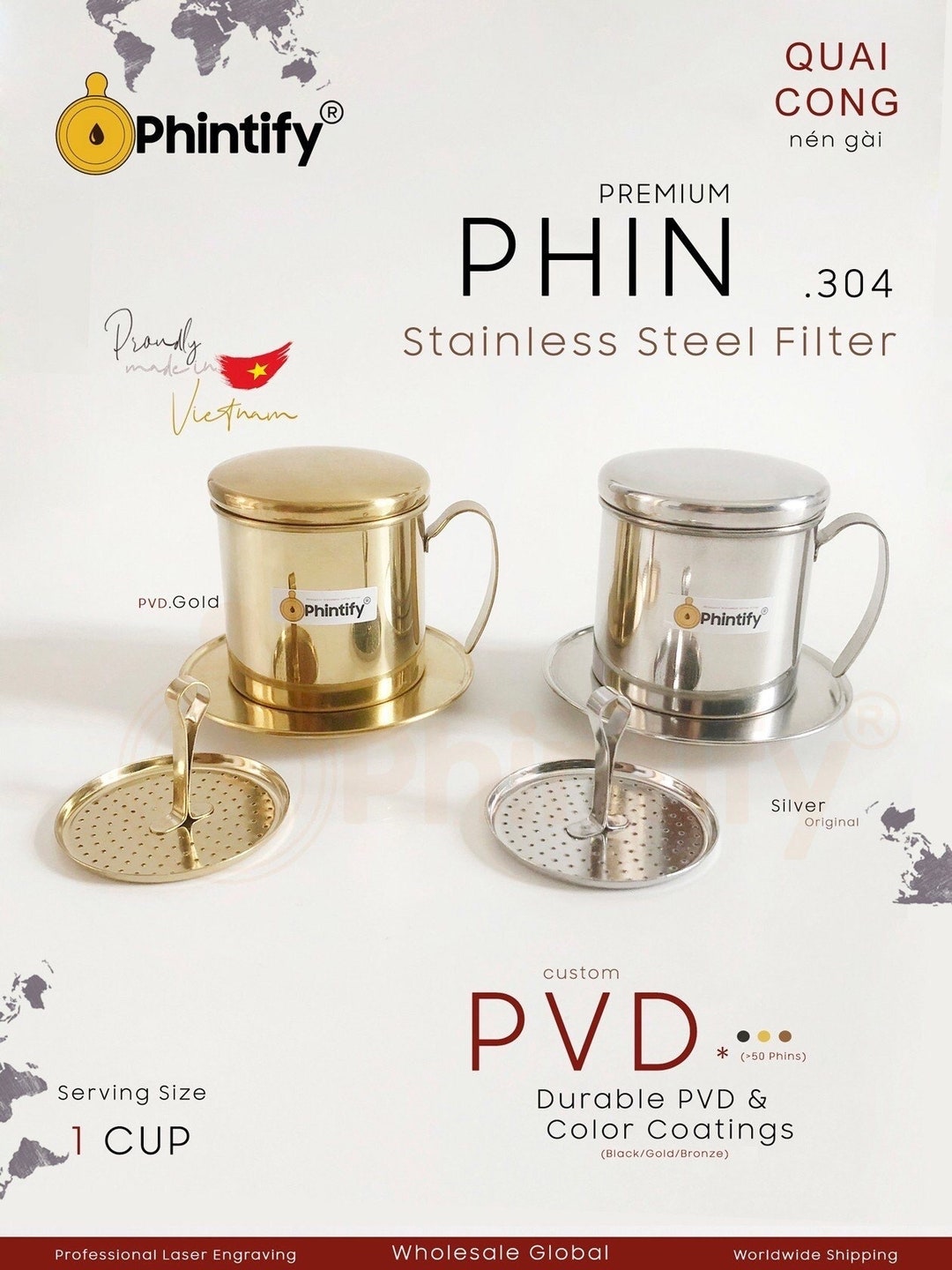 Deluxe Vietnamese Coffee Filter - 304 Stainless Steel - Free Laser ...