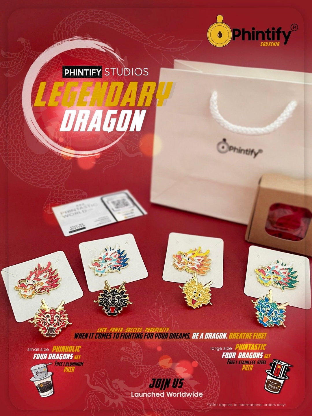 4 Pins Legendary Dragon Phinholic & Phintastic Dragons Set Buy 4 Get 1 ...