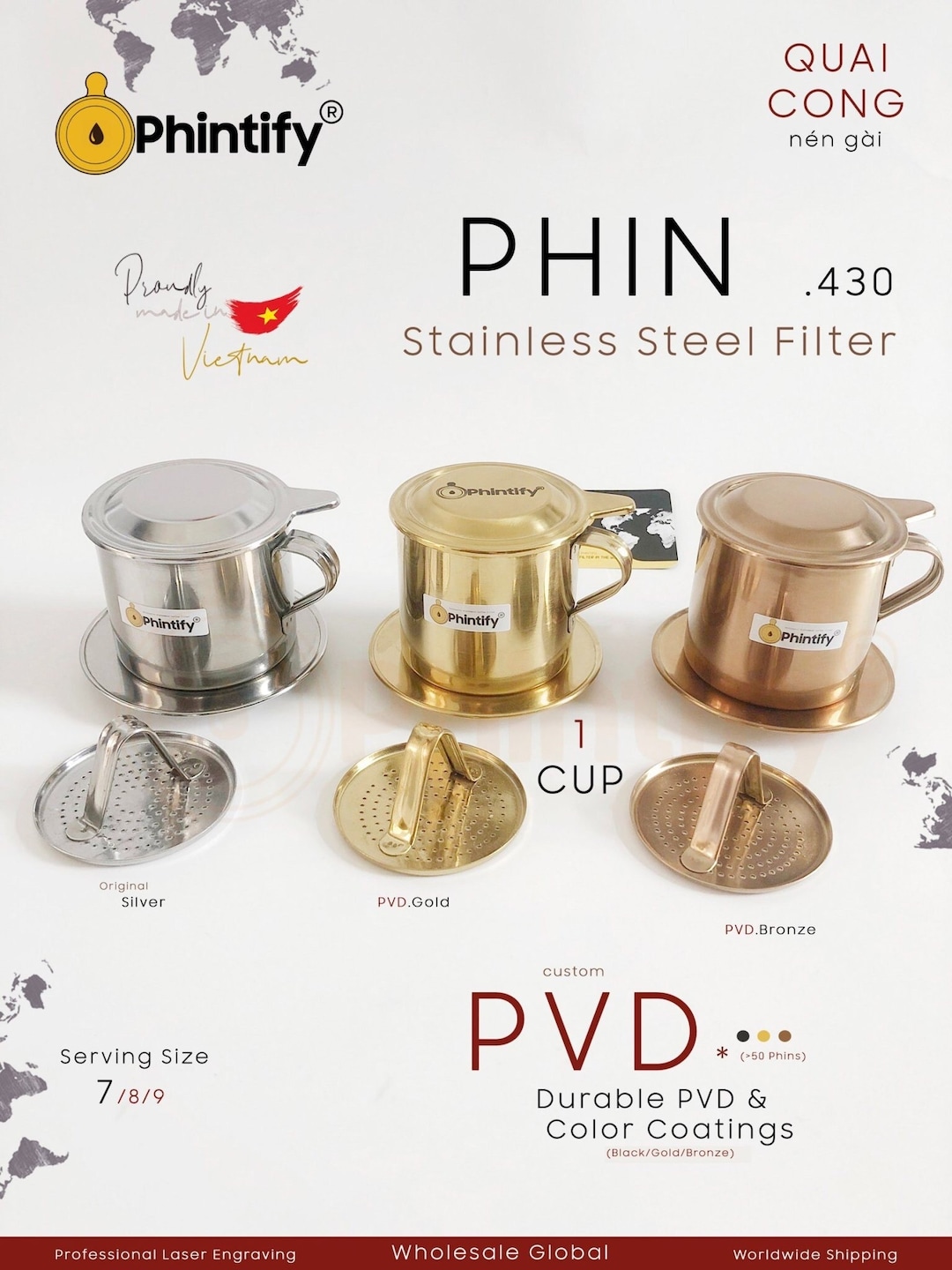 New Deluxe Vietnamese Coffee Filter - Stainless Steel - Free Laser ...