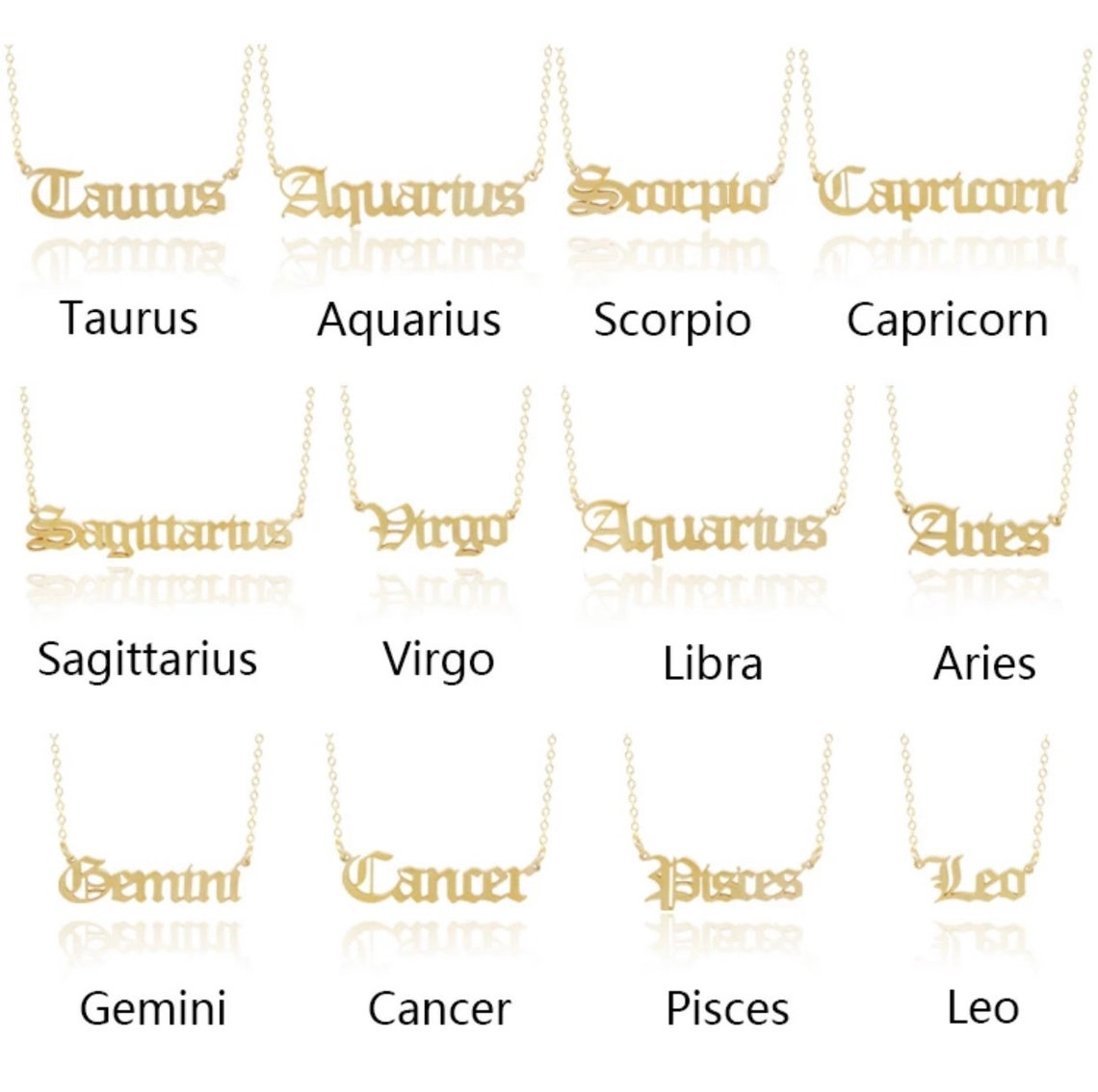 Gold Zodiac Necklace/ Zodiac Sign Chain/ Horoscope Chain/ Sign Necklace ...