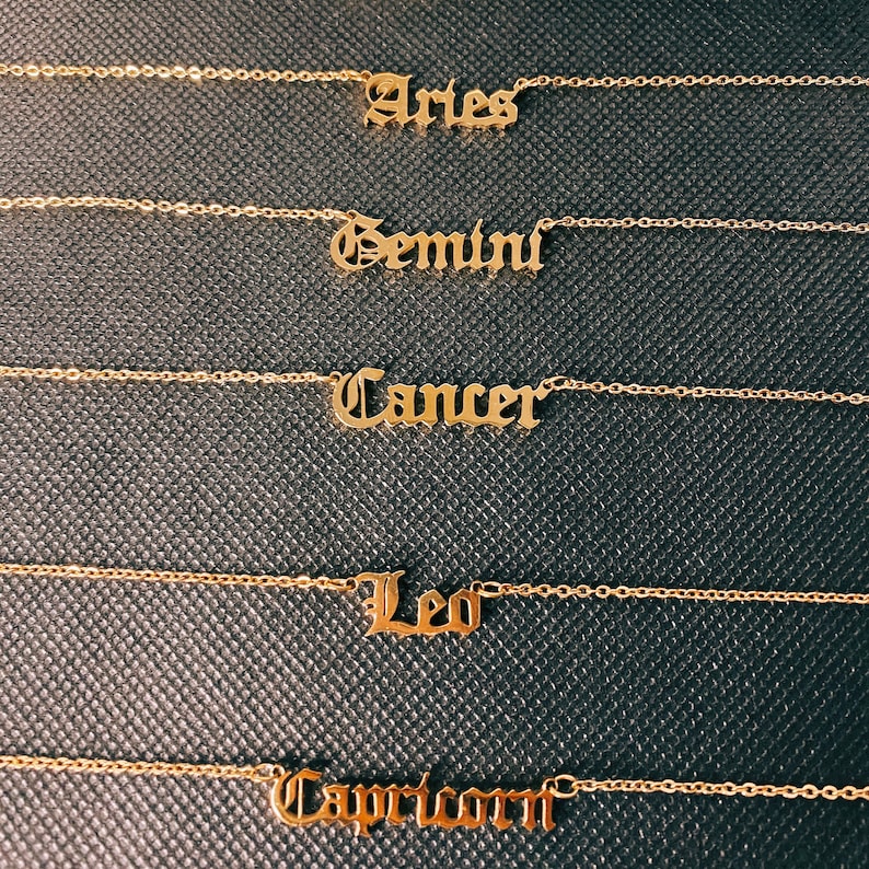Gold Zodiac Necklace/ Zodiac Sign Chain/ Horoscope Chain/ Sign Necklace ...